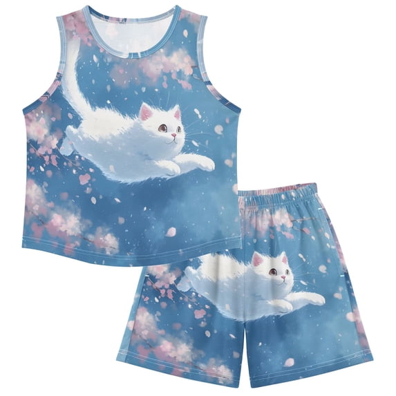 DALAWU Blossom Floating Cat For Ultra-Soft Pajama Breathable Sleeveless ...