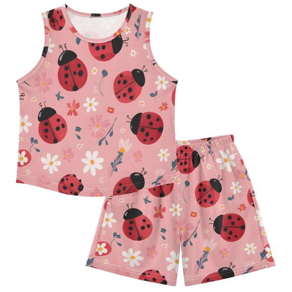 DALAWU Bold Pink Ladybug For Ultra-Soft Pajama Breathable Sleeveless ...