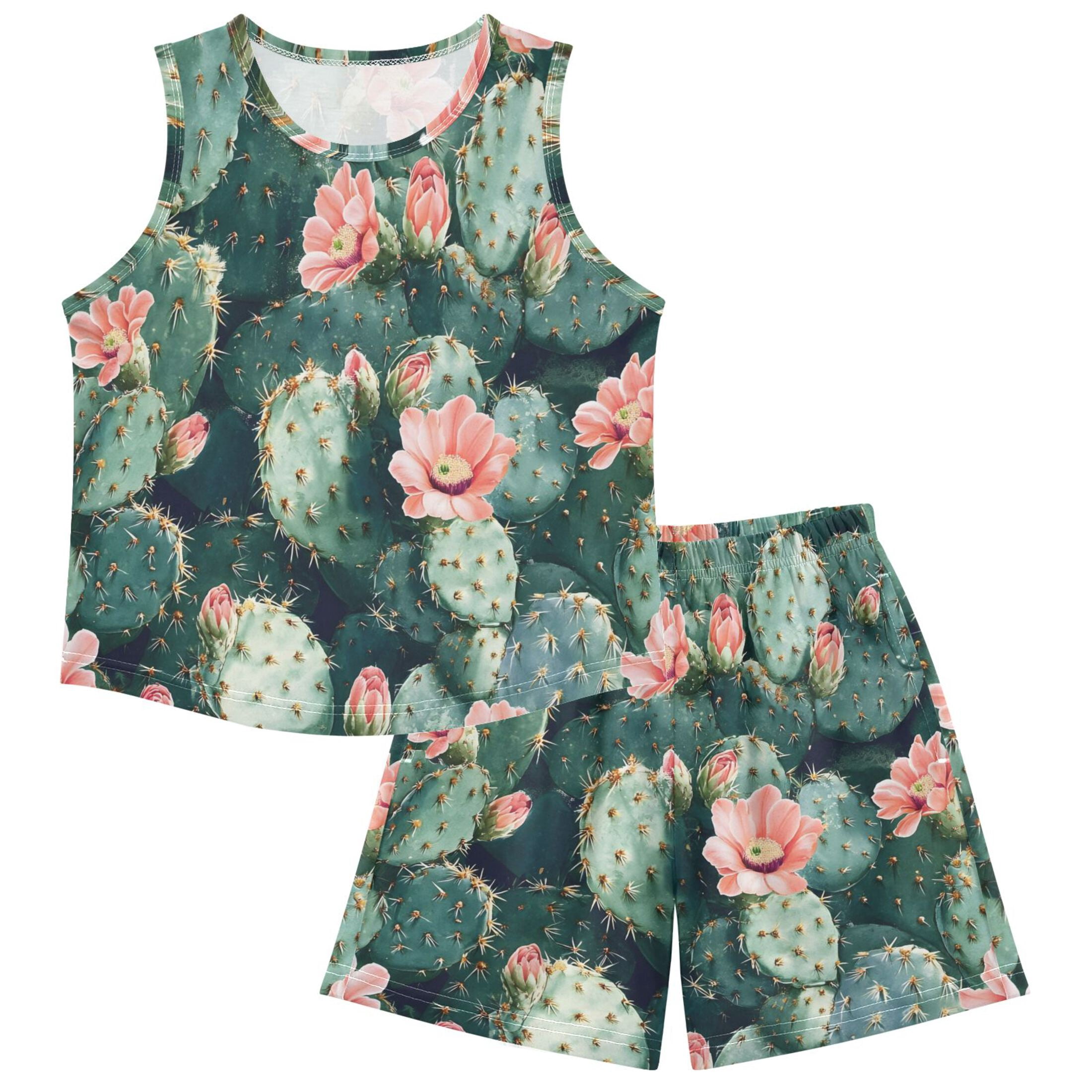 DALAWU Cactus Pink Flower Pattern For Ultra-Soft Pajama Breathable ...