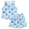 DALAWU Flower Leaves Color Blue Pattern For Ultra-Soft Pajama ...