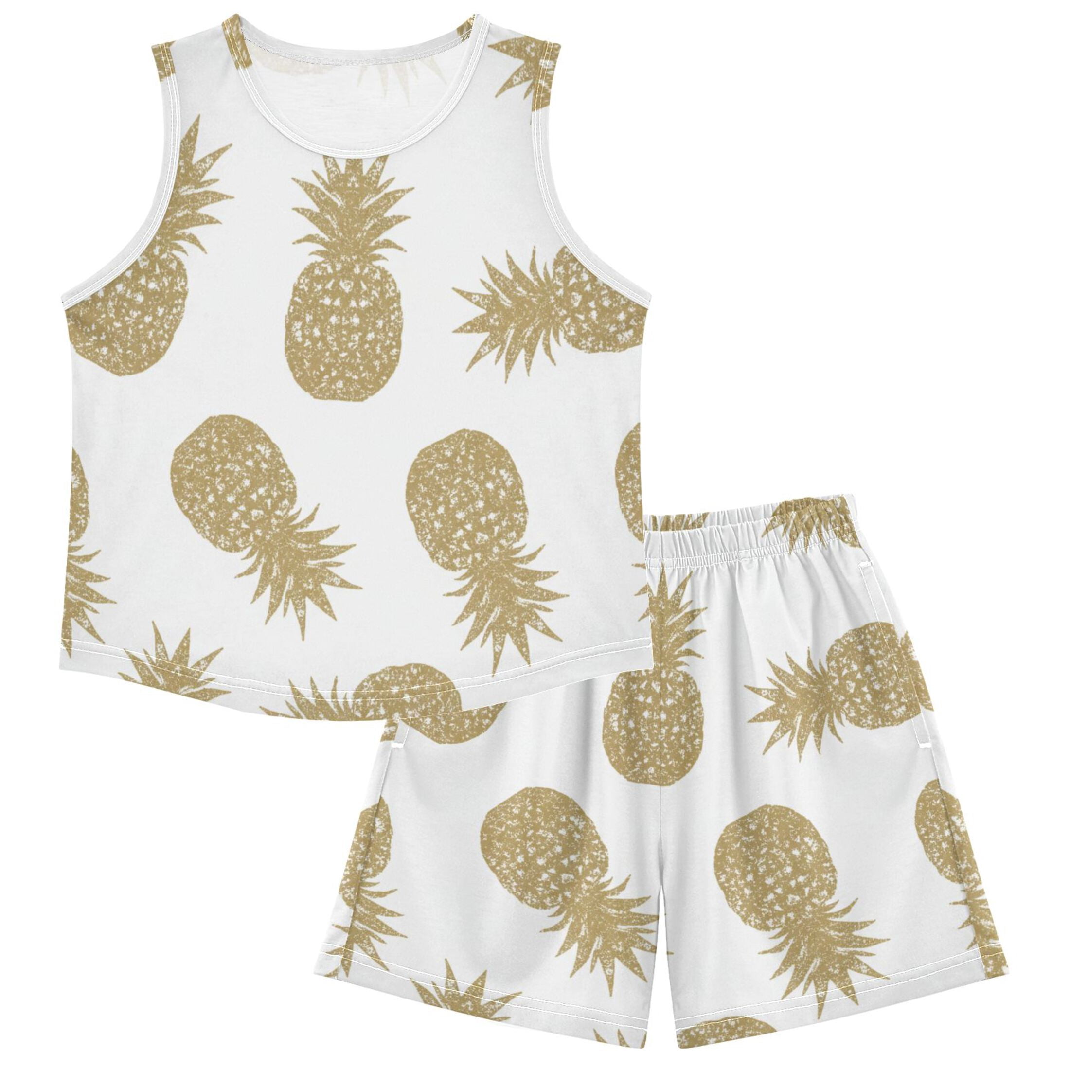 DALAWU Golden Pineapples For Ultra-Soft Pajama Breathable Sleeveless ...