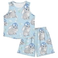 DALAWU Grey Rabbit Flower Pattern For Ultra-Soft Pajama Breathable ...