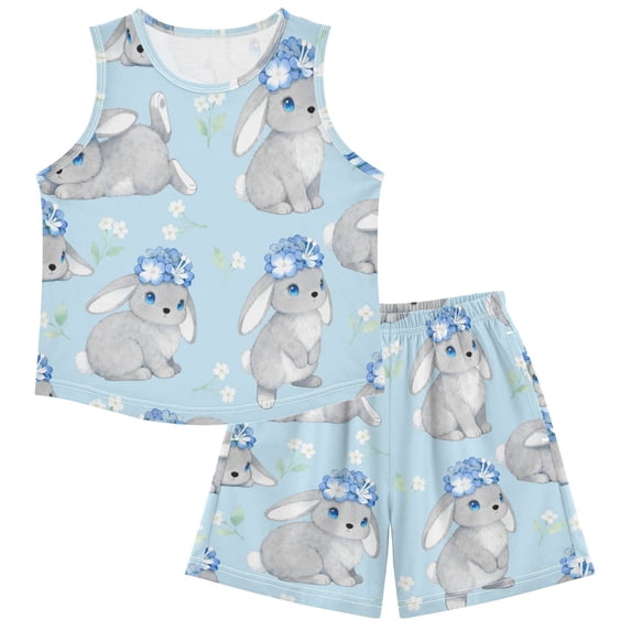 DALAWU Grey Rabbit Flower Pattern For Ultra-Soft Pajama Breathable ...