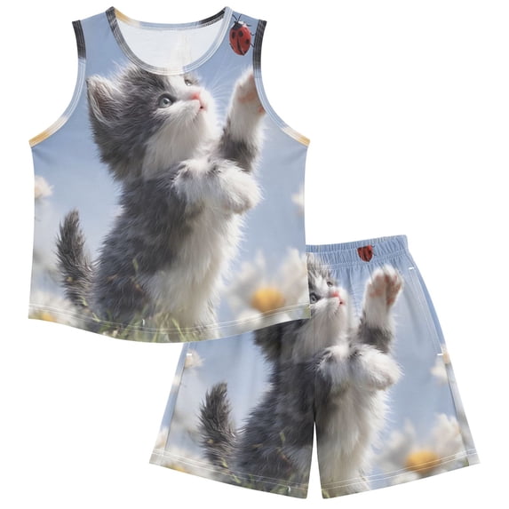 DALAWU Kitten with Ladybug For Ultra-Soft Pajama Breathable Sleeveless ...