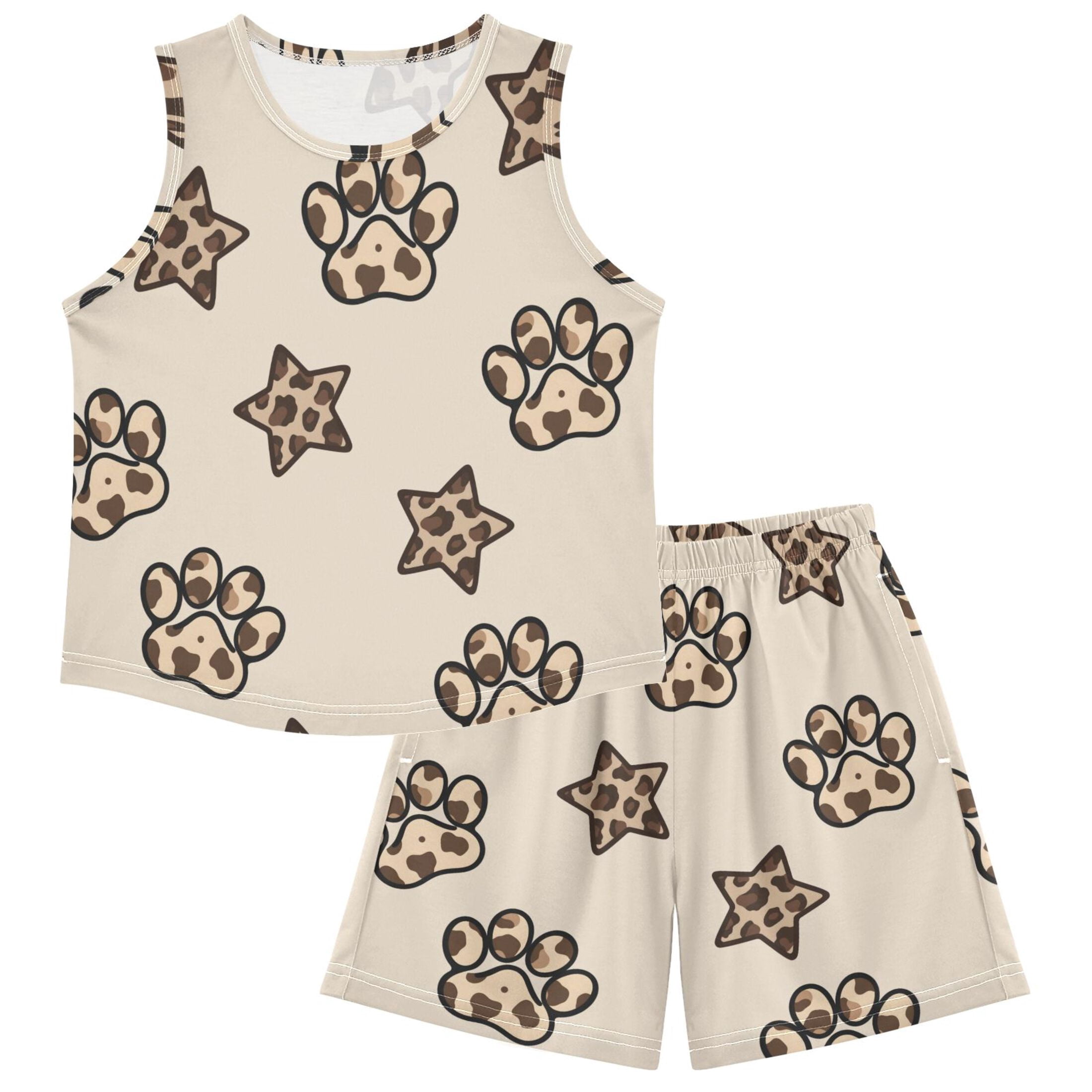DALAWU Leopard Paw Prints For Ultra-Soft Pajama Breathable Sleeveless ...
