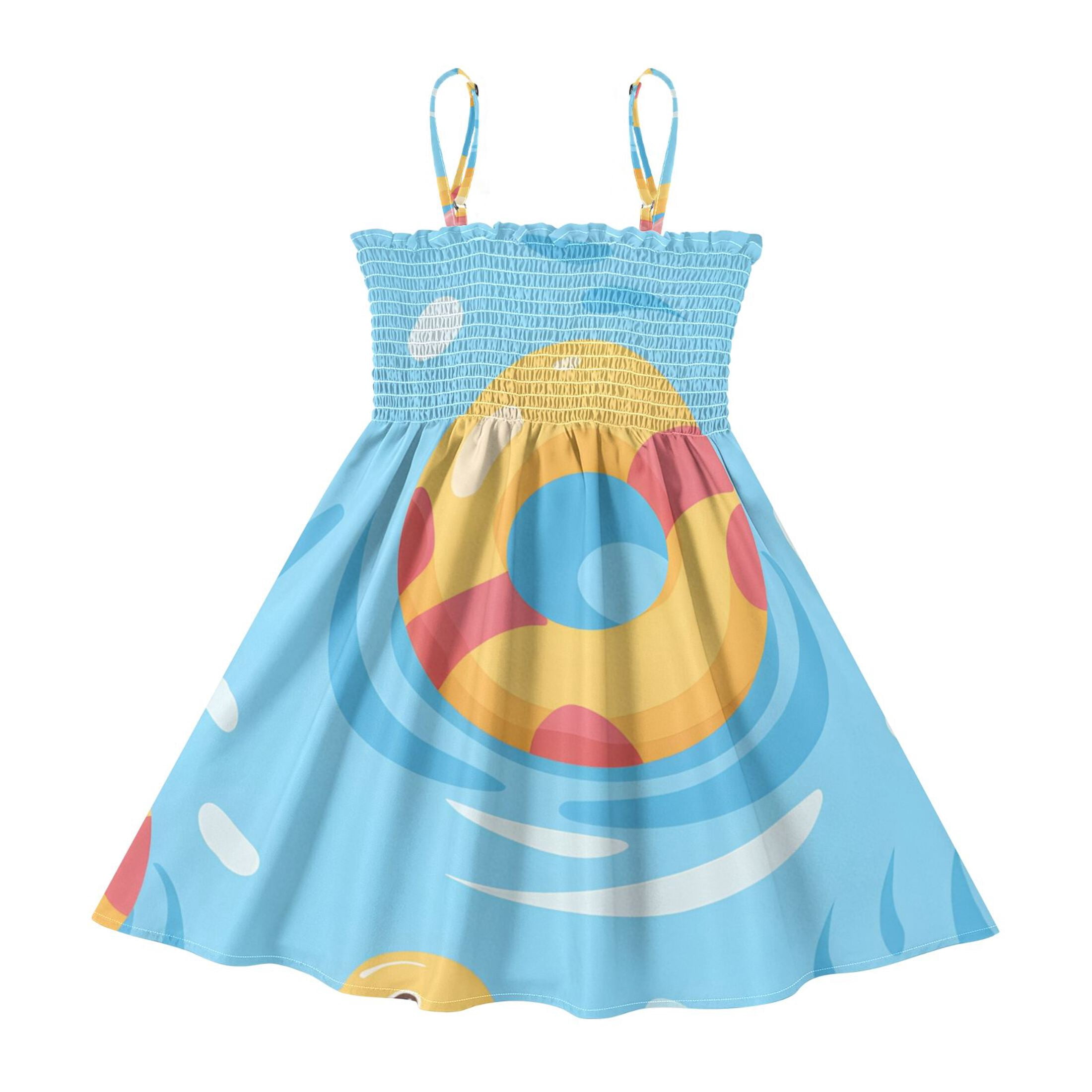 DALAWU Lightweight Swimming Ring Pool Duck Smocked Sundress Adjustable ...