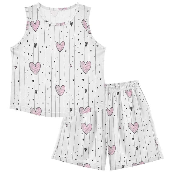 DALAWU Love Pink Pattern For Ultra-Soft Pajama Breathable Sleeveless ...