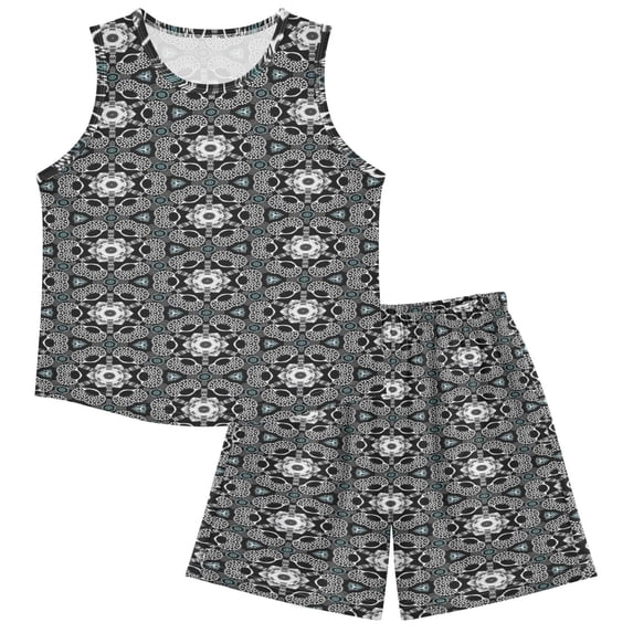DALAWU Monochrome Floral Tiles For Ultra-Soft Pajama Breathable ...