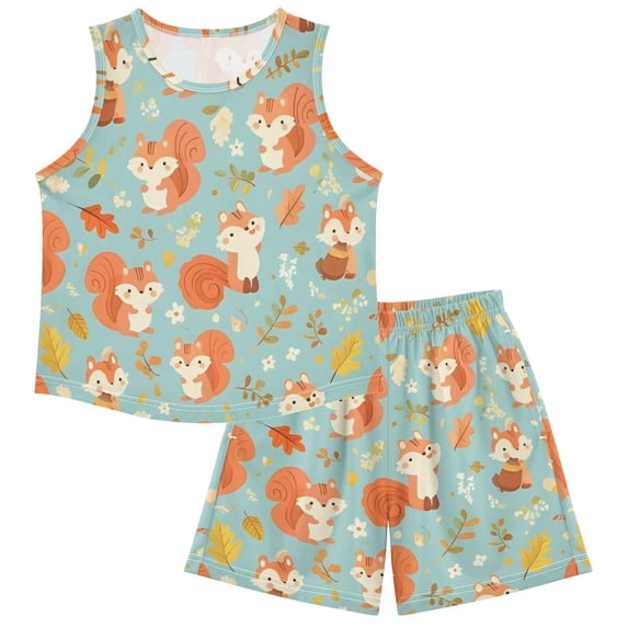 DALAWU Orange Leaf Squirrel For Ultra-Soft Pajama Breathable Sleeveless ...