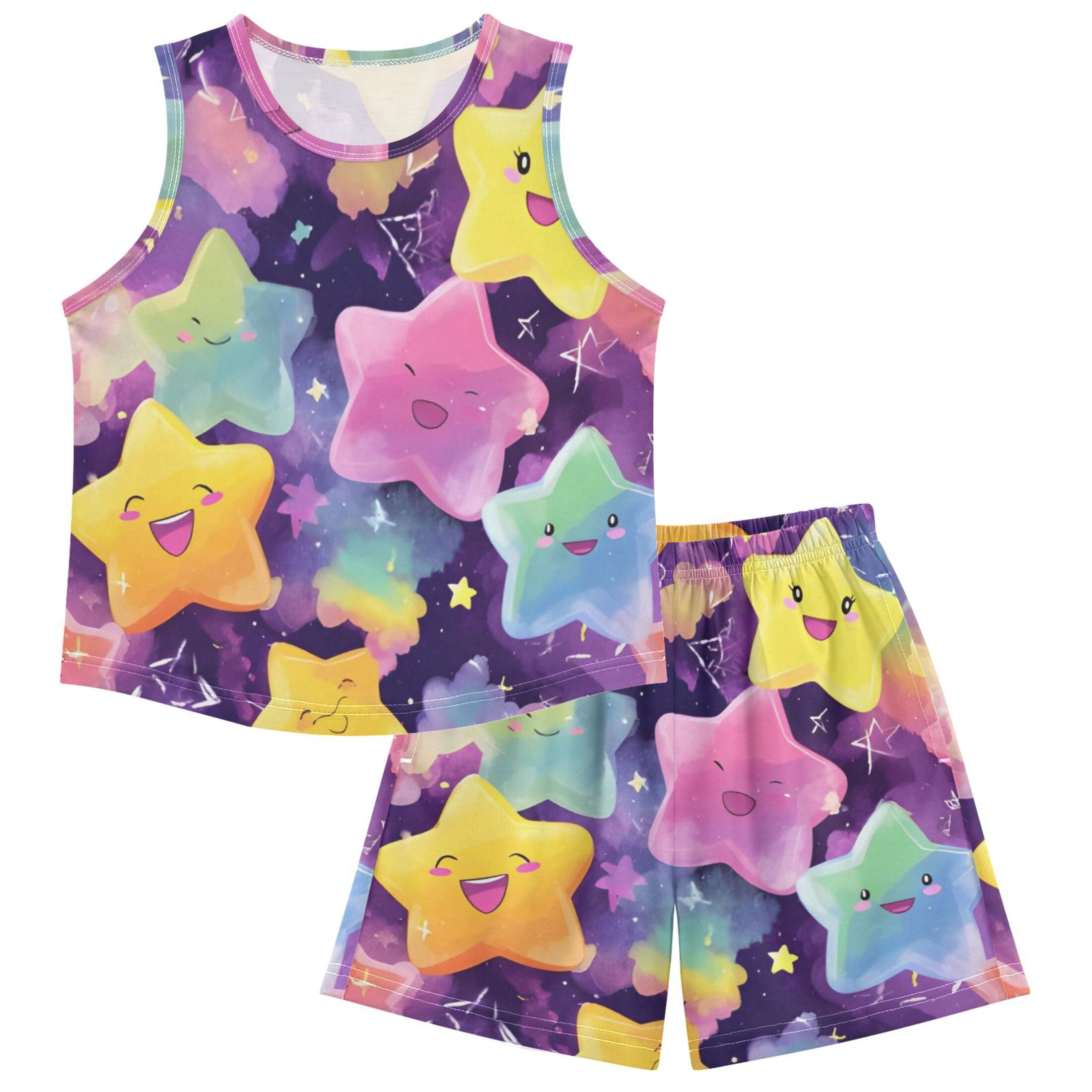 DALAWU Pastel Smile Stars For Ultra-Soft Pajama Breathable Sleeveless ...