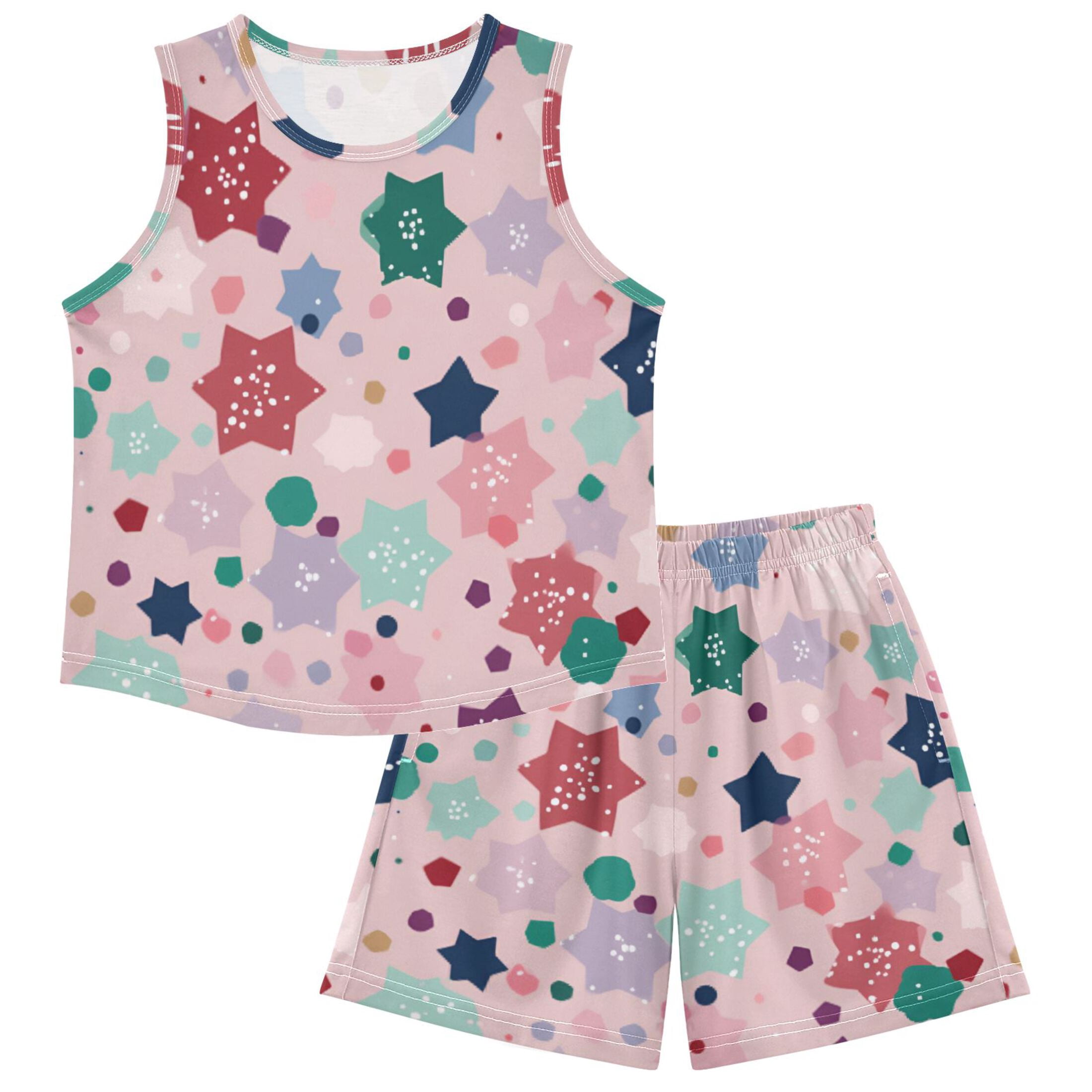 DALAWU Pastel Star Confetti For Ultra-Soft Pajama Breathable Sleeveless ...