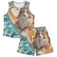 DALAWU Pool Surfing Cat For Ultra-Soft Pajama Breathable Sleeveless ...