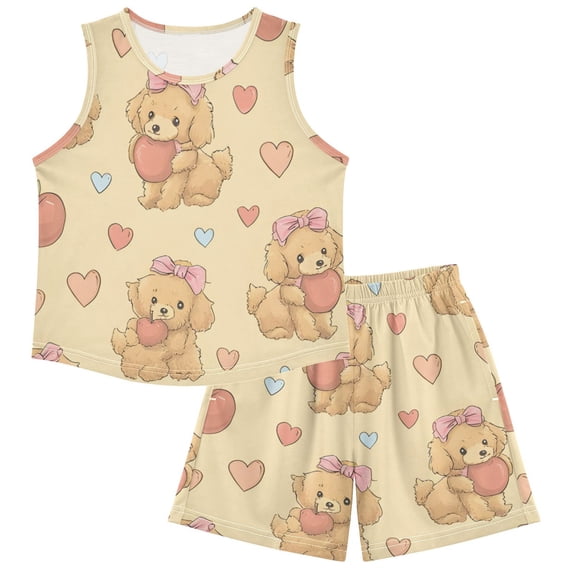 DALAWU Pups Heart Bear For Ultra-Soft Pajama Breathable Sleeveless ...