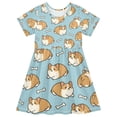 DALAWU Short Sleeve Dress A-line Silhouette Cute Corgi Butt Of Pattern ...