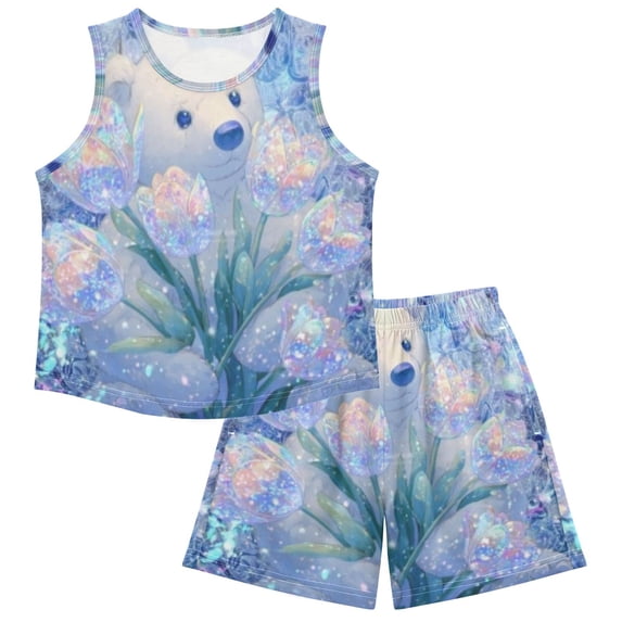 DALAWU Sparkle Bear For Ultra-Soft Pajama Breathable Sleeveless ...