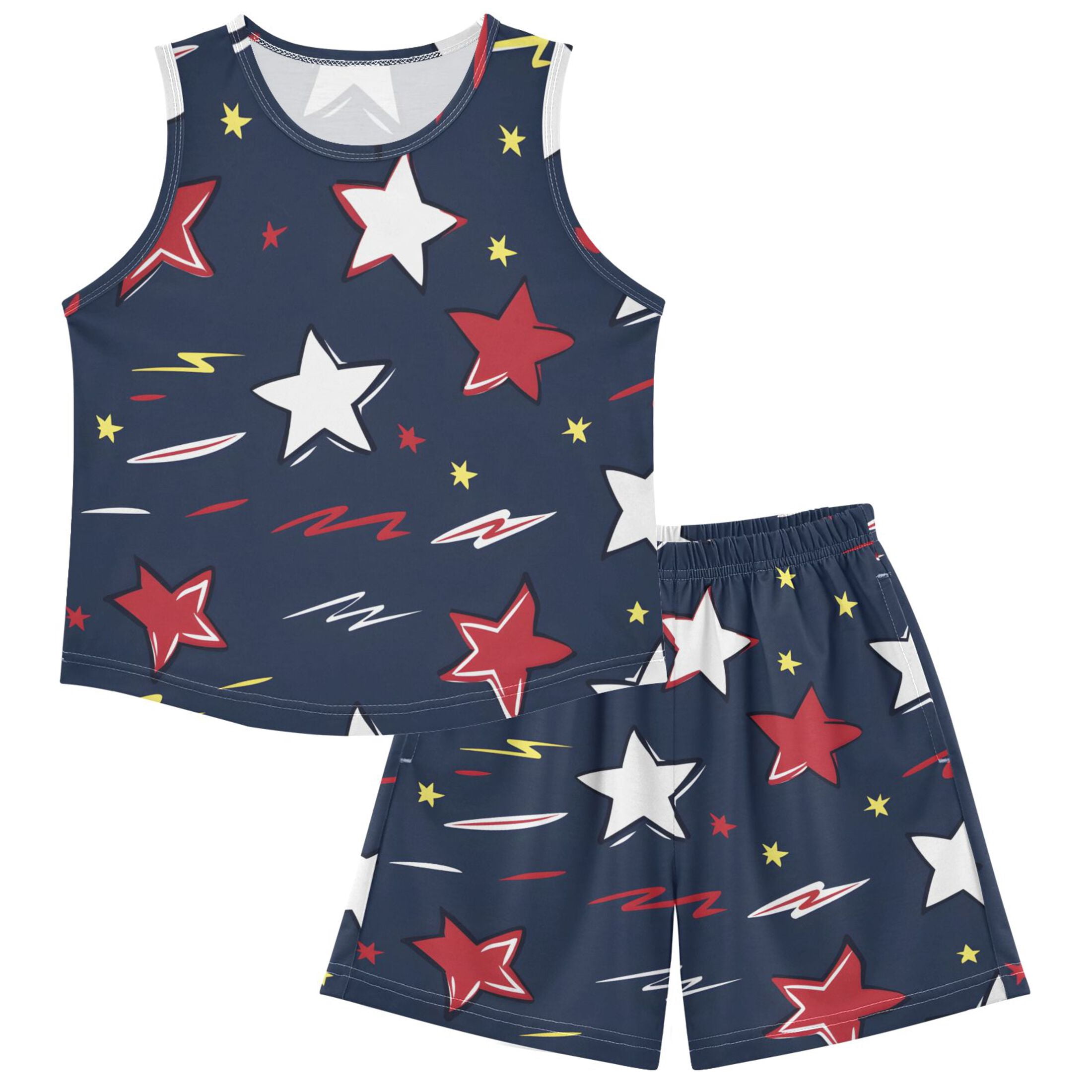 DALAWU Tile Stars Pattern For Ultra-Soft Pajama Breathable Sleeveless ...