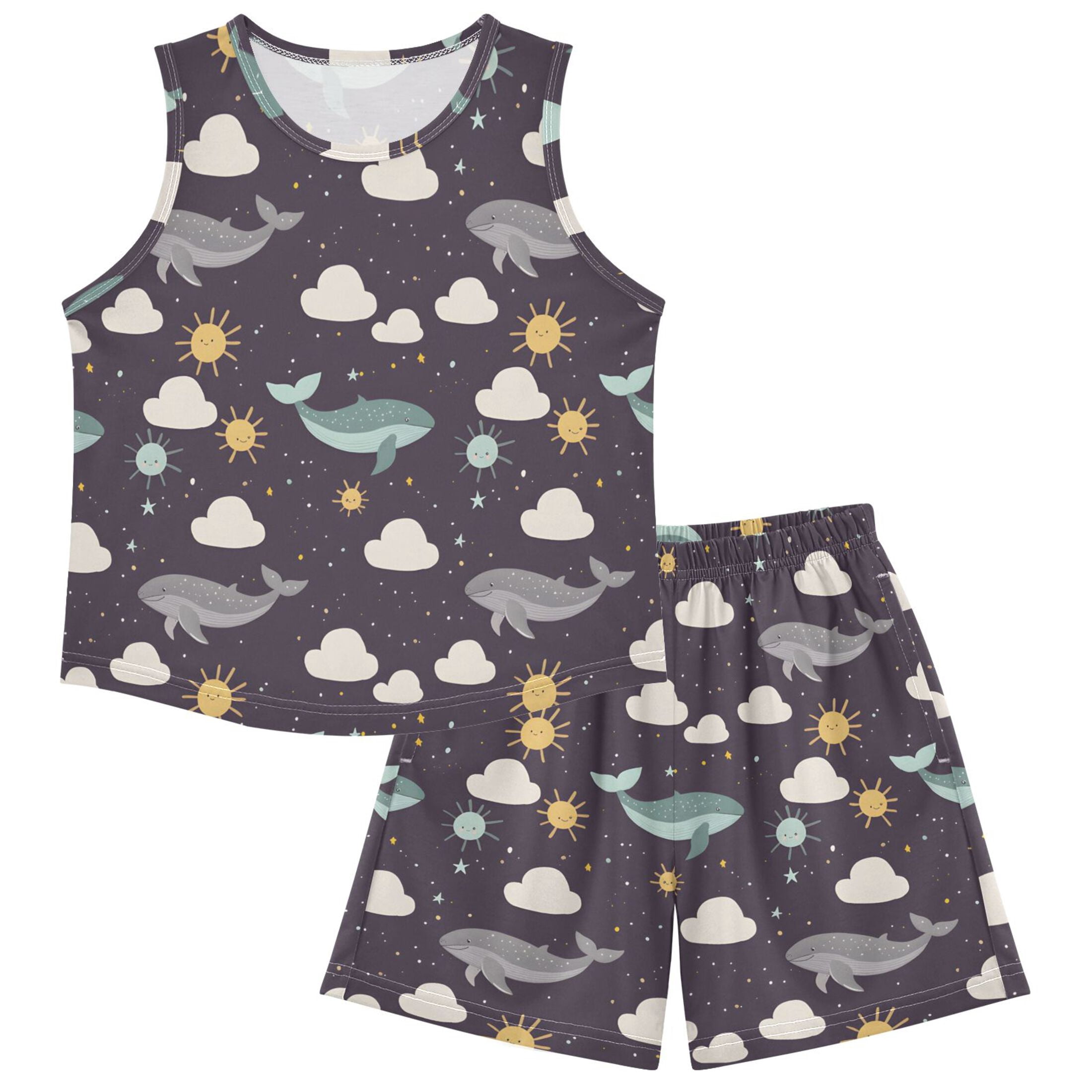 DALAWU Whale Cloud Sun Pattern For Ultra-Soft Pajama Breathable ...