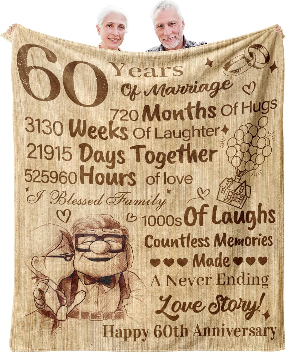 DALIHUA 60th Anniversary Blanket Gifts for Him Her Wife Husband, 60 ...