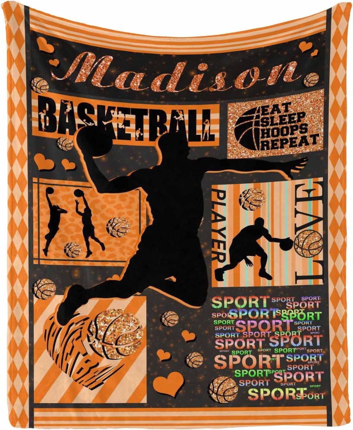 DALIHUA Personalized Custom Basketball Boy Men Sports Throw Blanket for ...