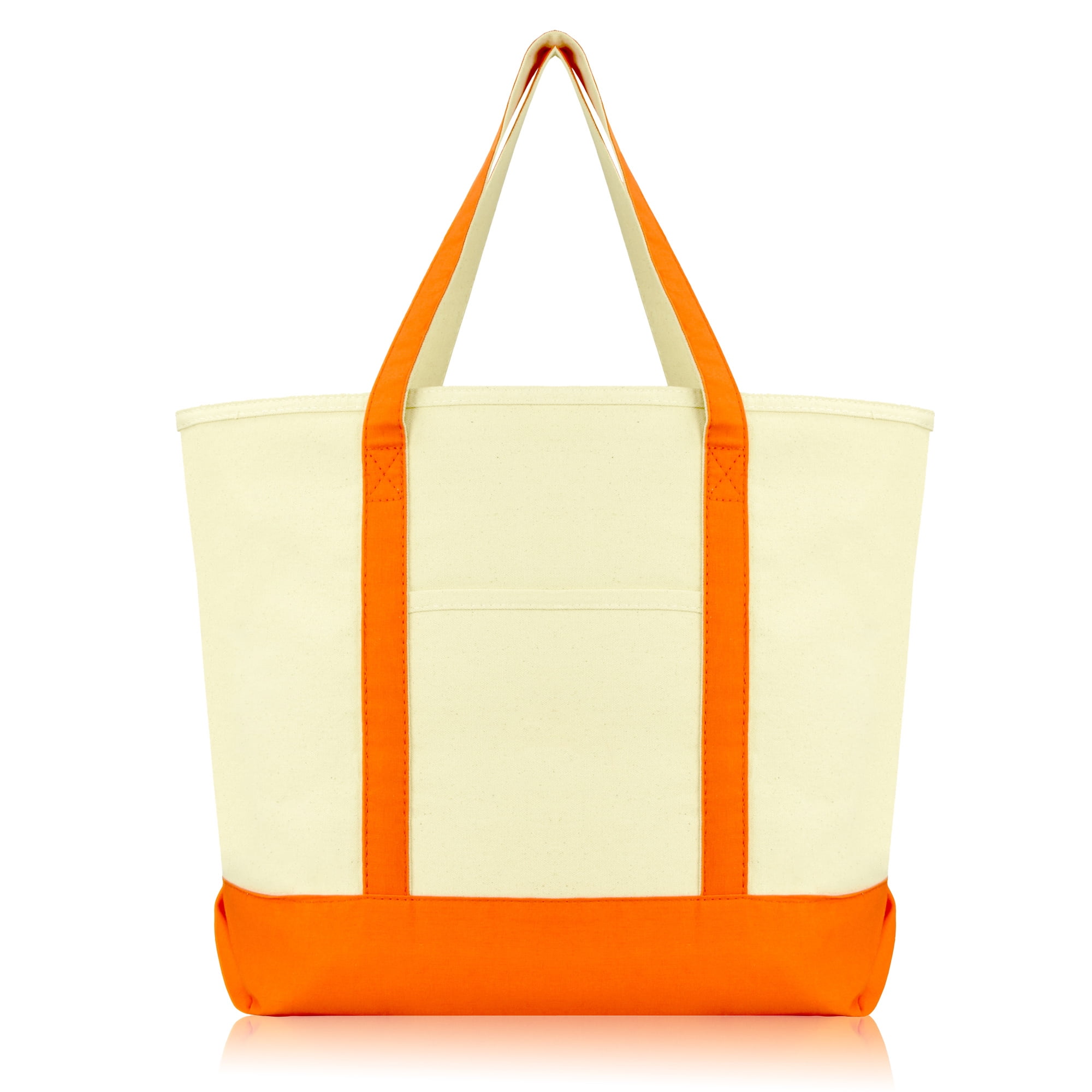 Dalix 22 Cotton Canvas Bag Beach Shopping Zipper In Orange