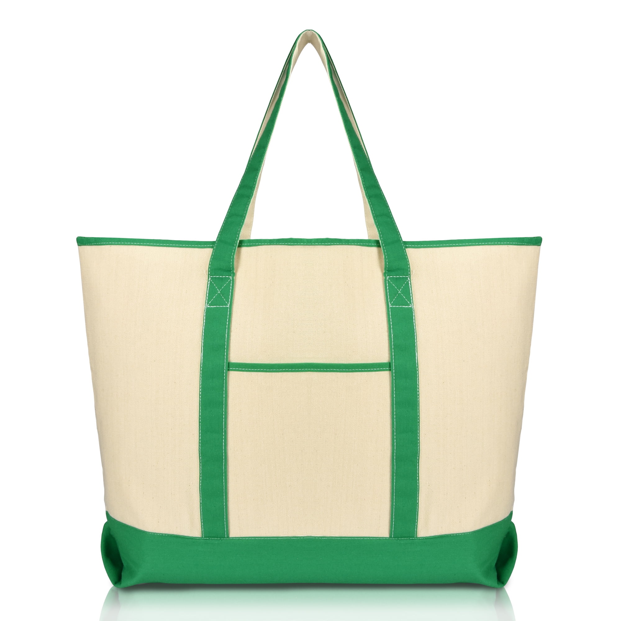 DALIX 22" Open Top Deluxe Tote Bag with Outer Pocket in Dark Green ...