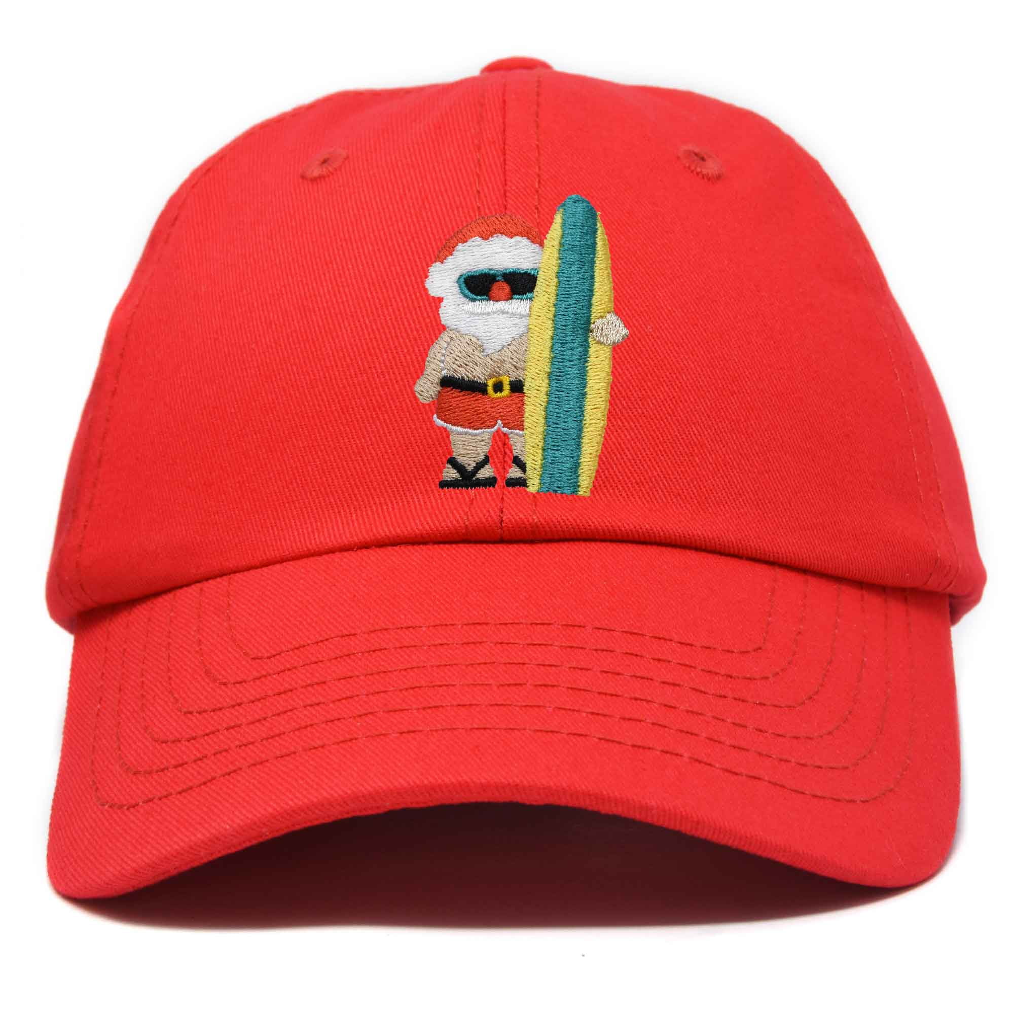 DALIX Christmas Surfing Santa Baseball Cap Embroidered Hat in Red ...