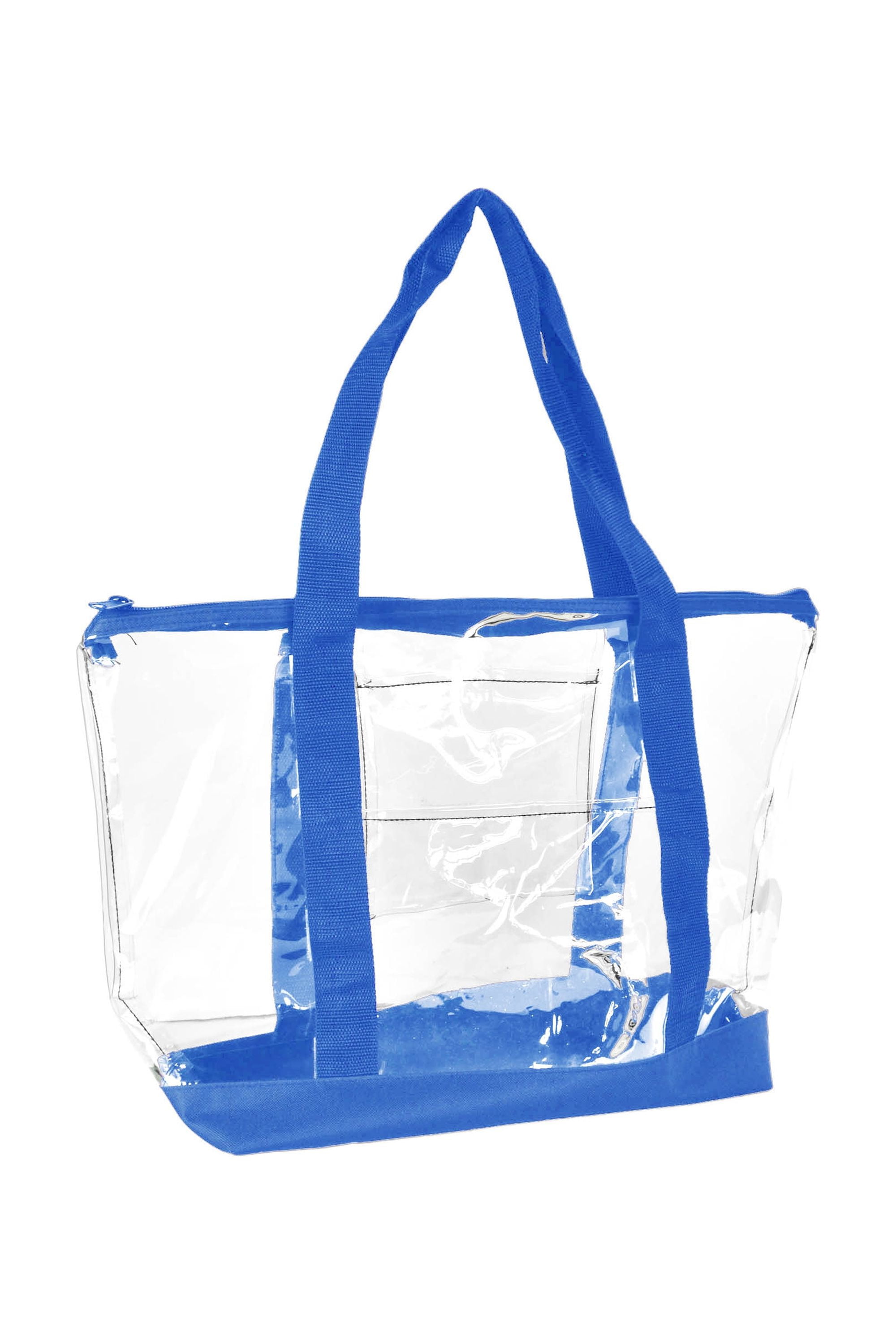 DALIX Clear Transparent Shopping Bag Security Work Tote (Zippered) in ...