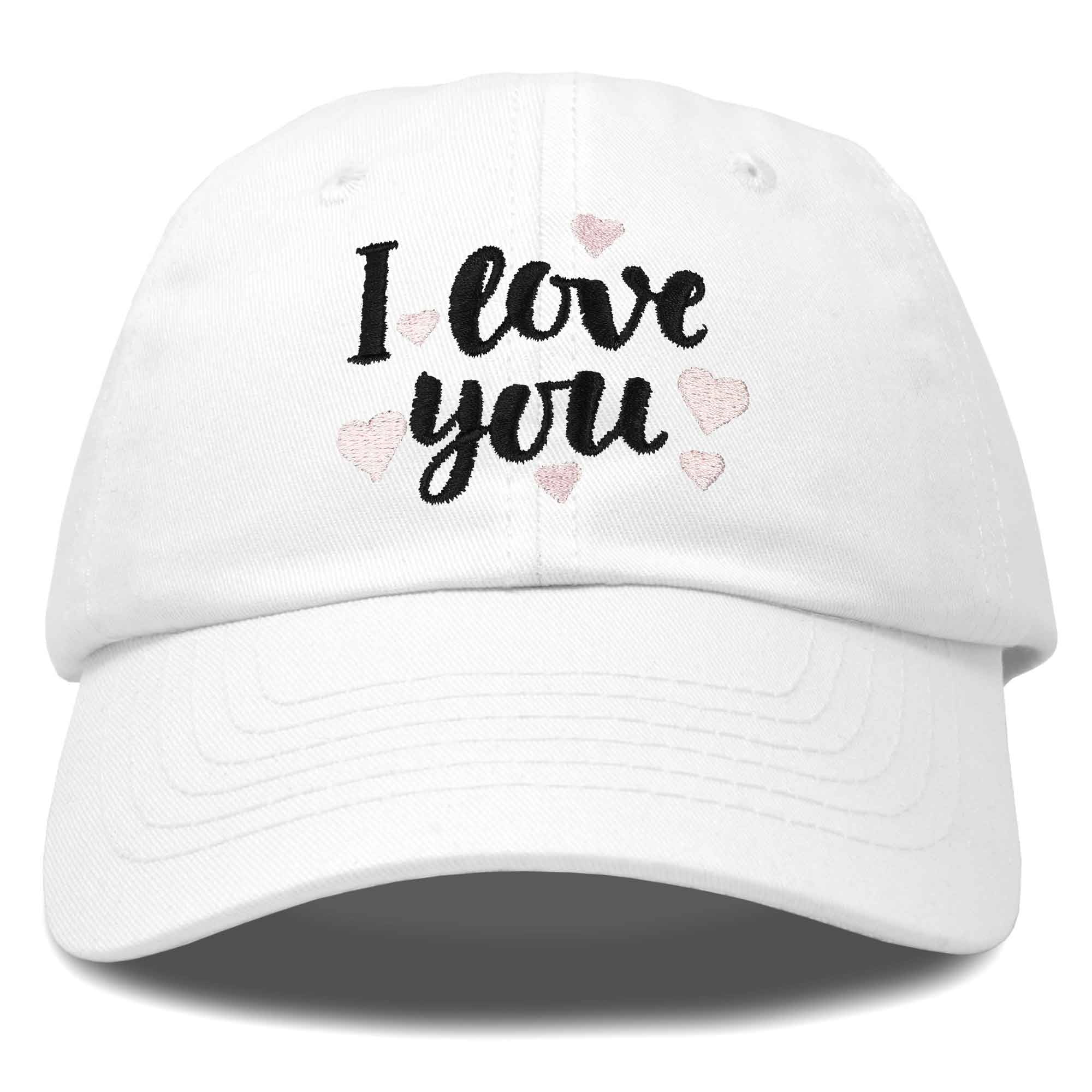 DALIX Cute Hearts I Love You Hat Womens Embroidered Baseball Cap in ...