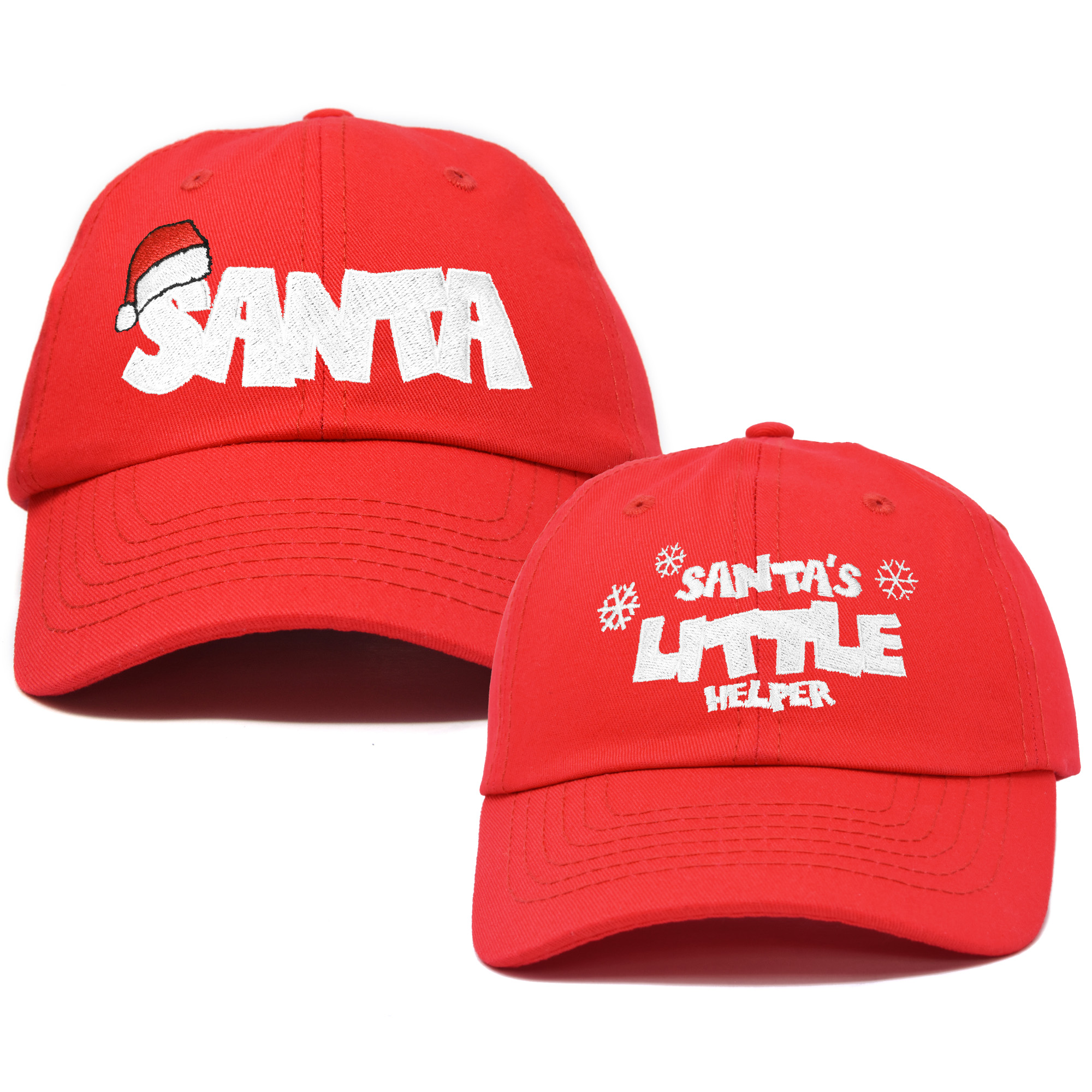 DALIX Father Son Santa Christmas Set Ball Cap Embroidered Hat in Red ...
