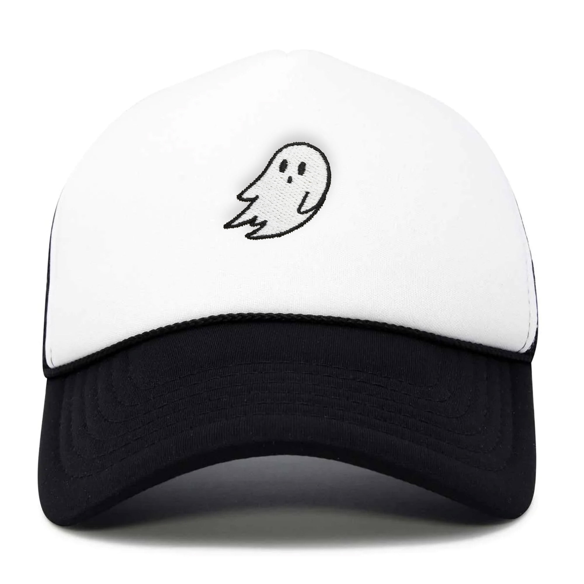 DALIX Ghost Embroidery Halloween Trucker Hat in Black White - Walmart.com