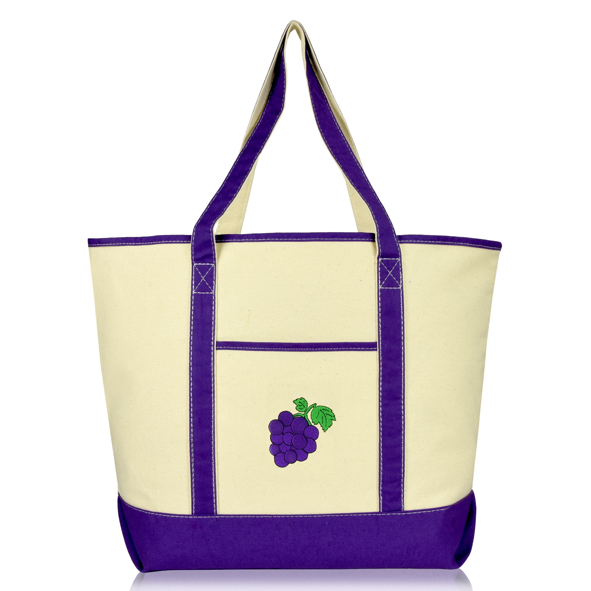 DALIX Grapes Tote Bag Reusable Grocery Natural Canvas Fruits in Purple ...