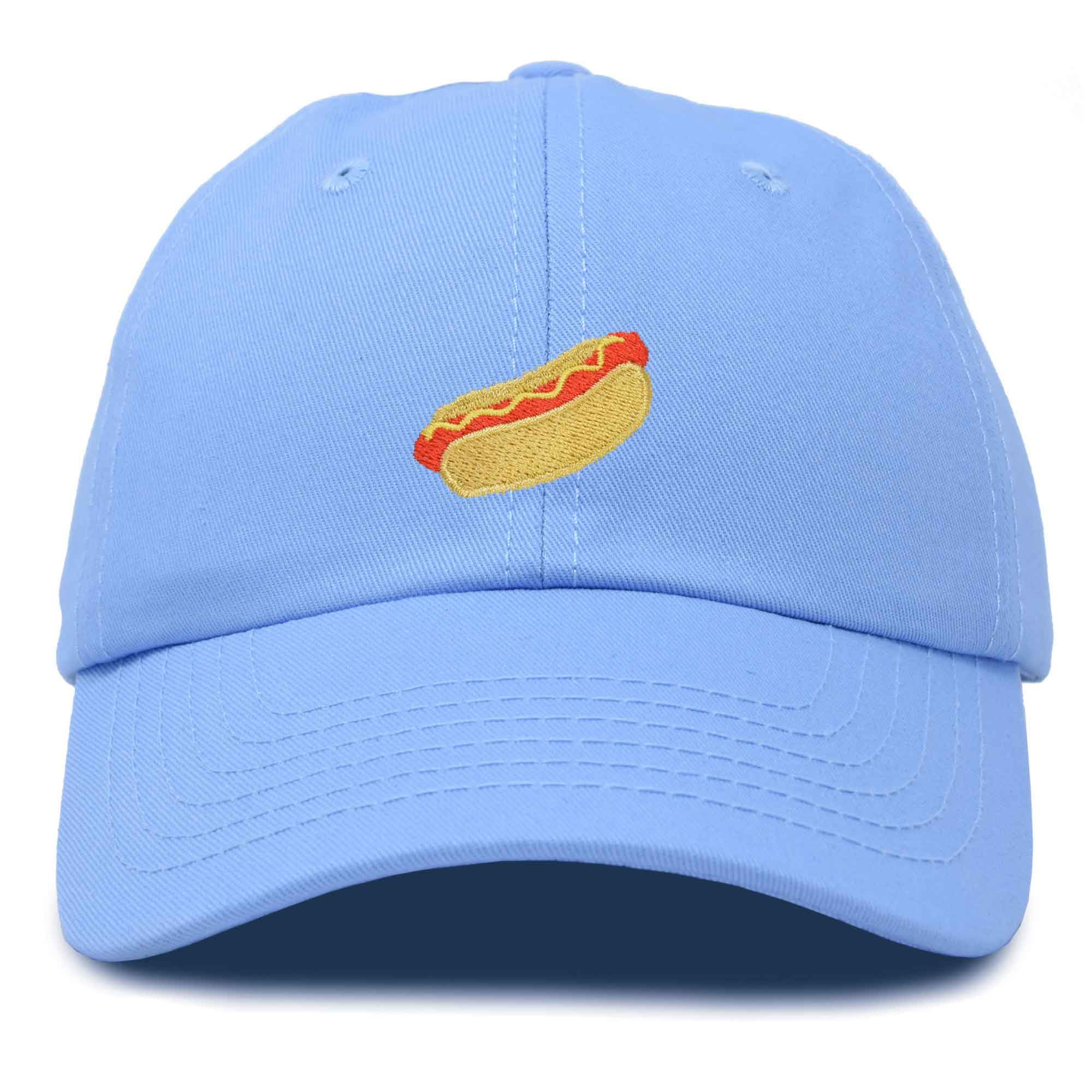 DALIX Hot Dog Hat Embroidered Mens Womens Baseball Cap in Light Blue ...