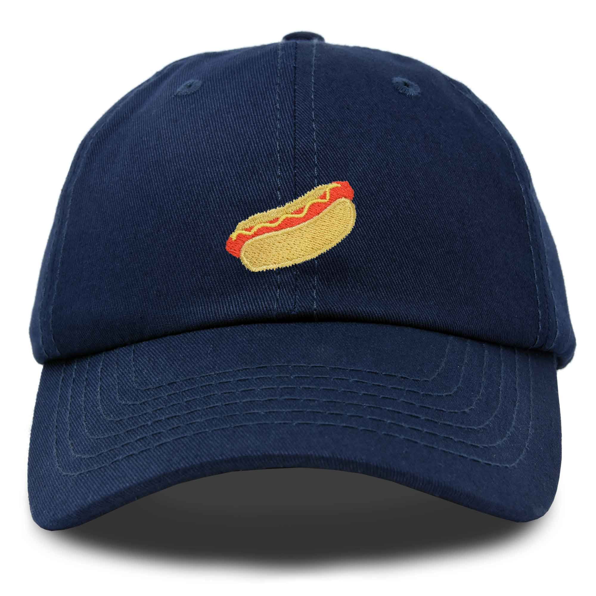 DALIX Hot Dog Hat Embroidered Mens Womens Baseball Cap in Navy Blue - Walmart.com