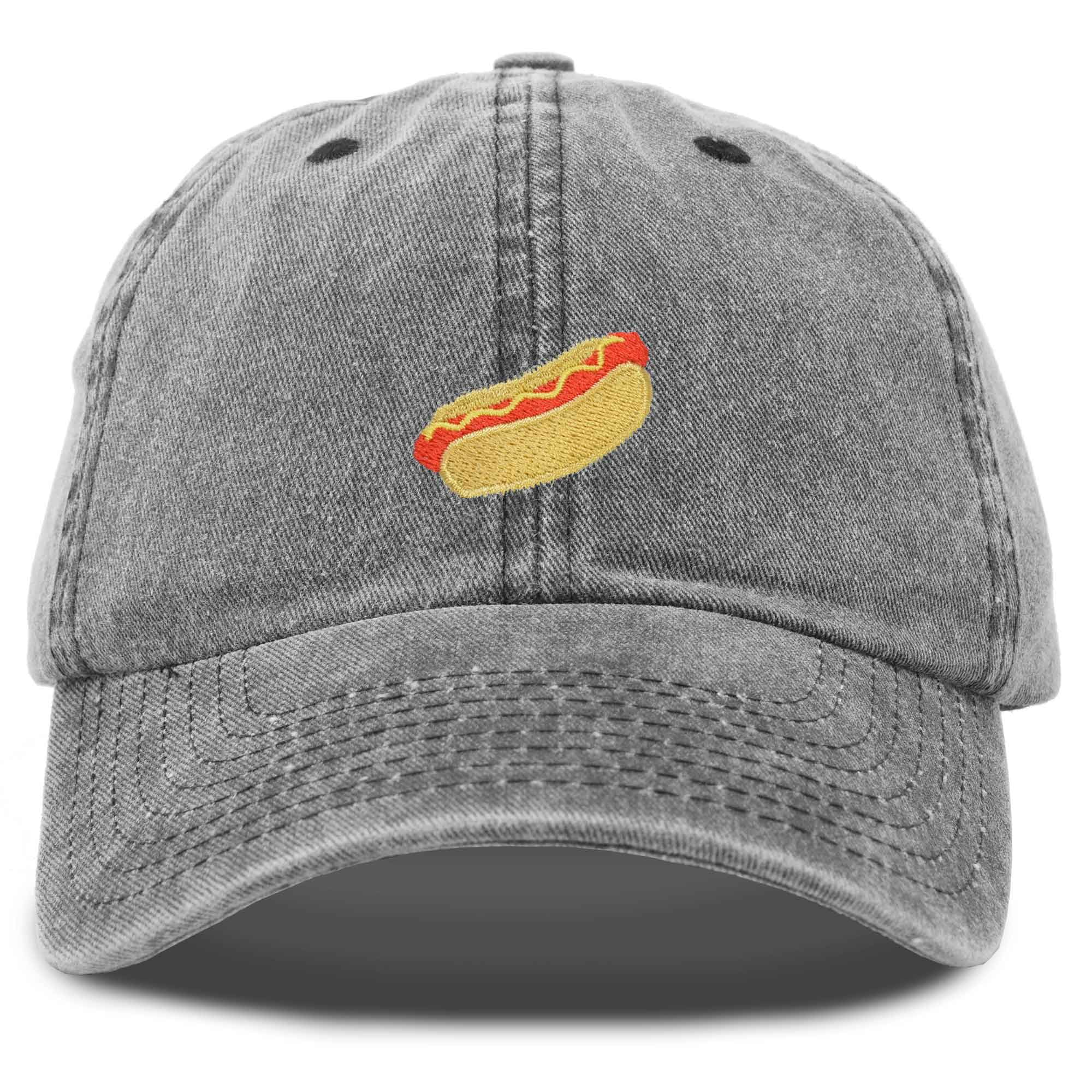 DALIX Hot Dog Hat Embroidered Mens Womens Baseball Cap in Washed Black ...