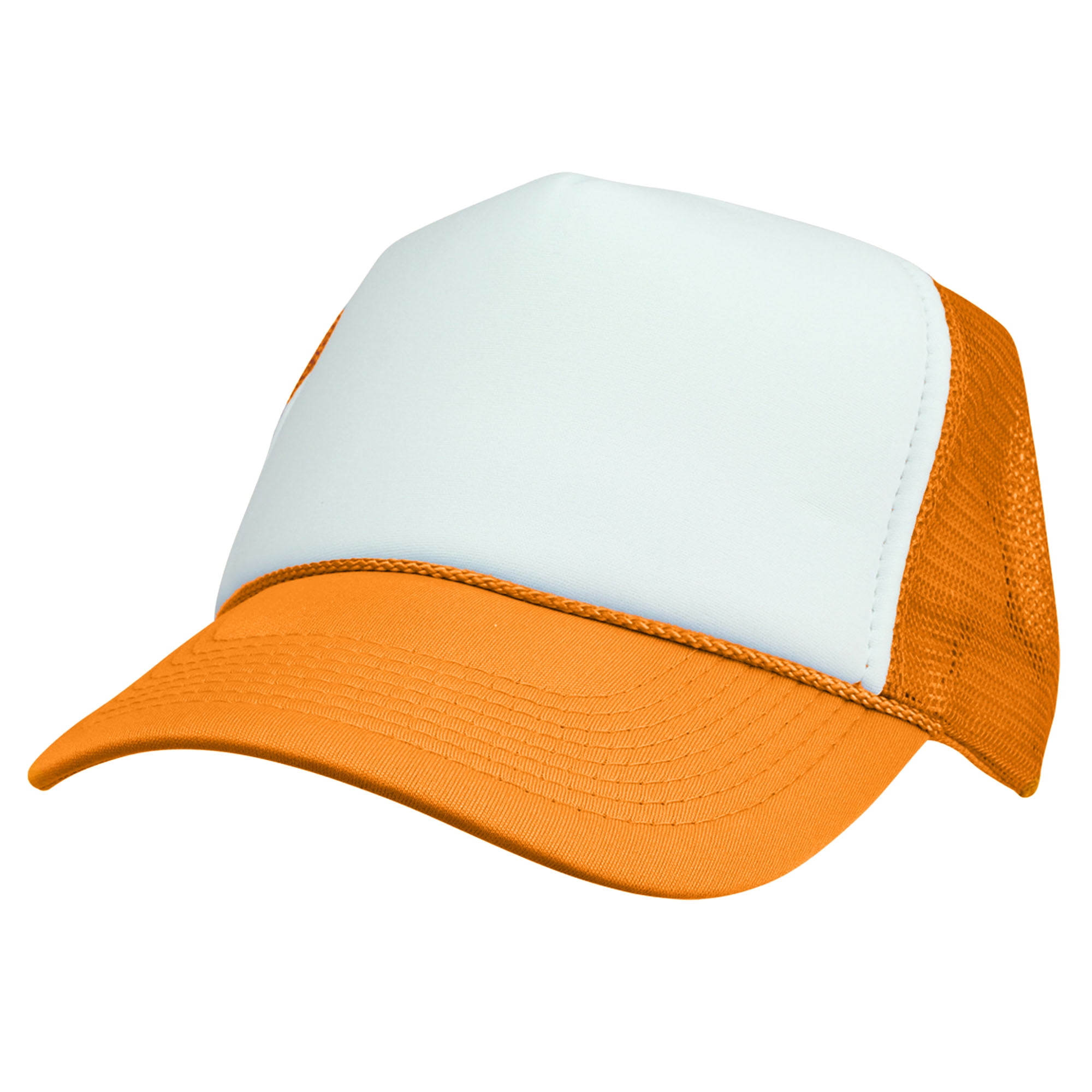 DALIX Neon Trucker Caps Adjustable Snapback Hat-Neon Orange/White ...
