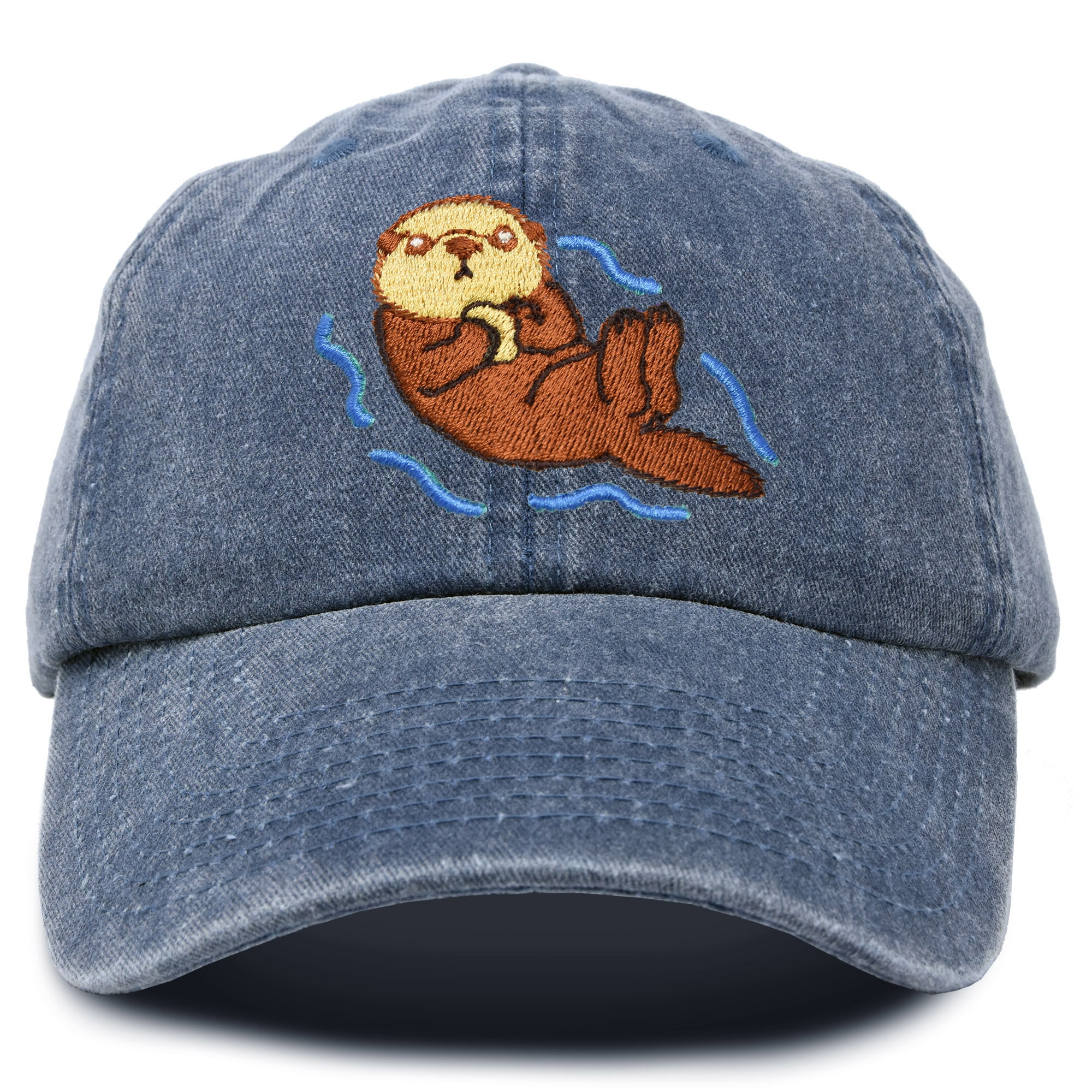 DALIX Otter Hat Embroidered Baseball Cap Vintage Cotton Denim Mens ...