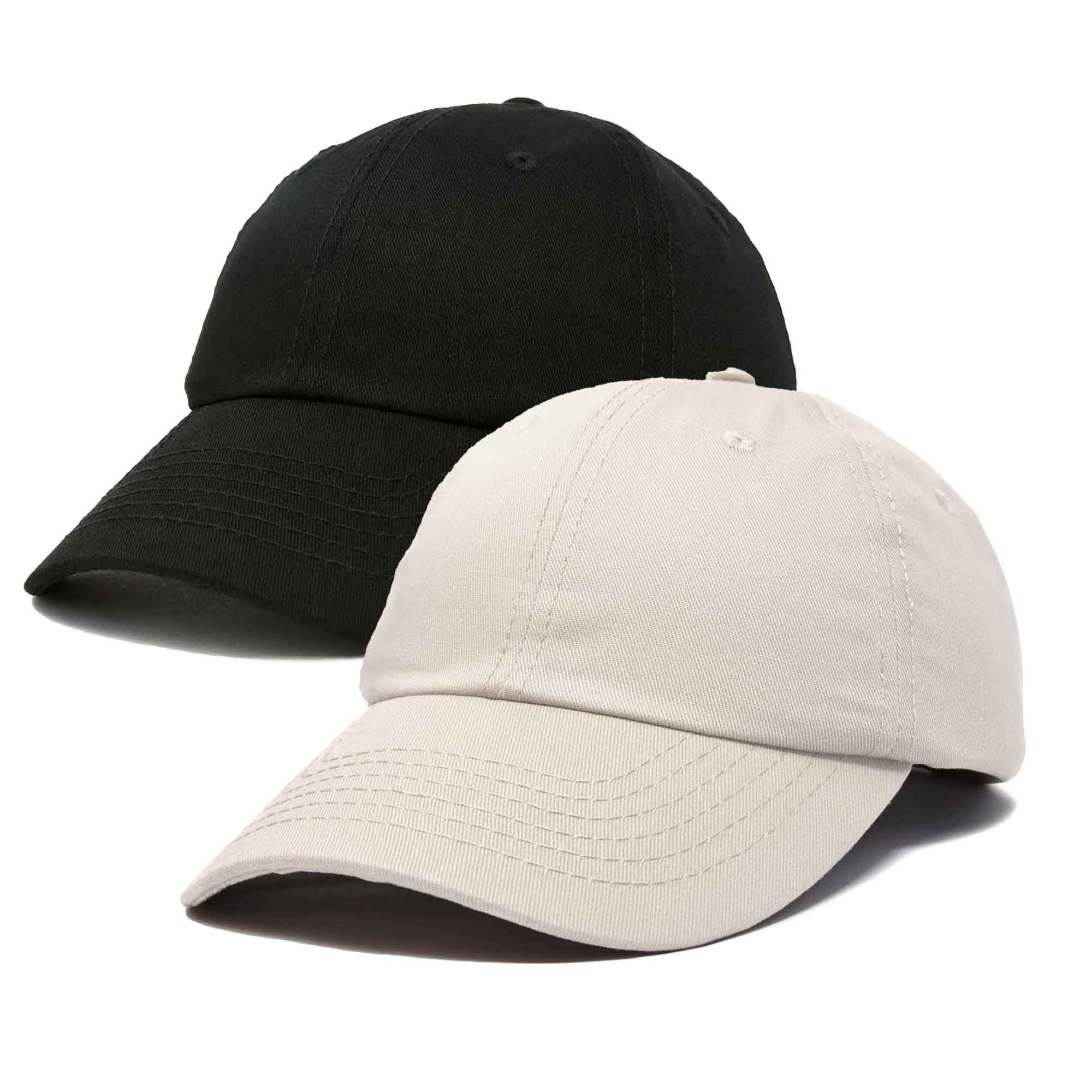 DALIX Plain Dad Hats 2 Pack in Black/Beige - Walmart.com