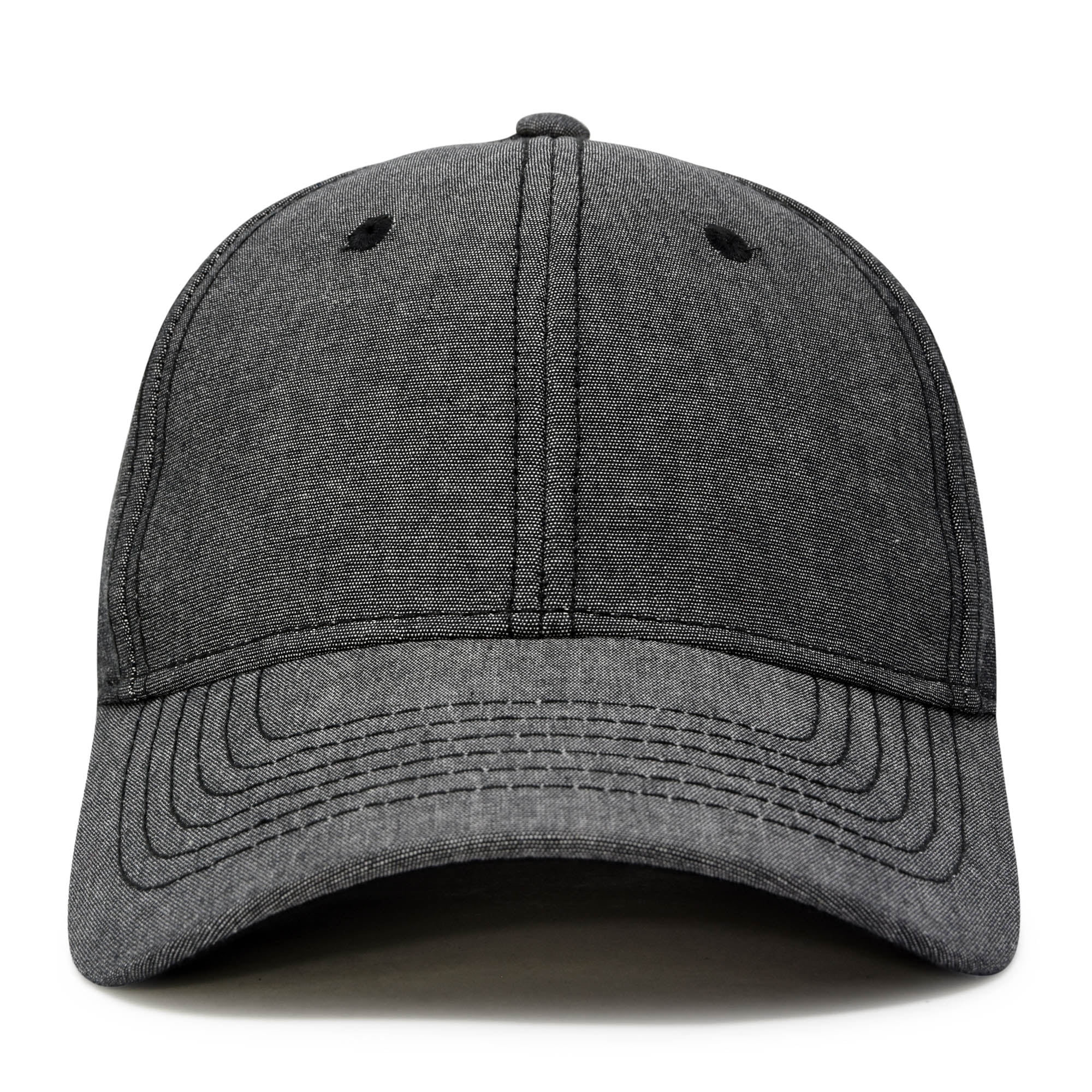 DALIX Premium Chambray Low Crown Cap Curved Bill 6 Panel Hat (Black ...