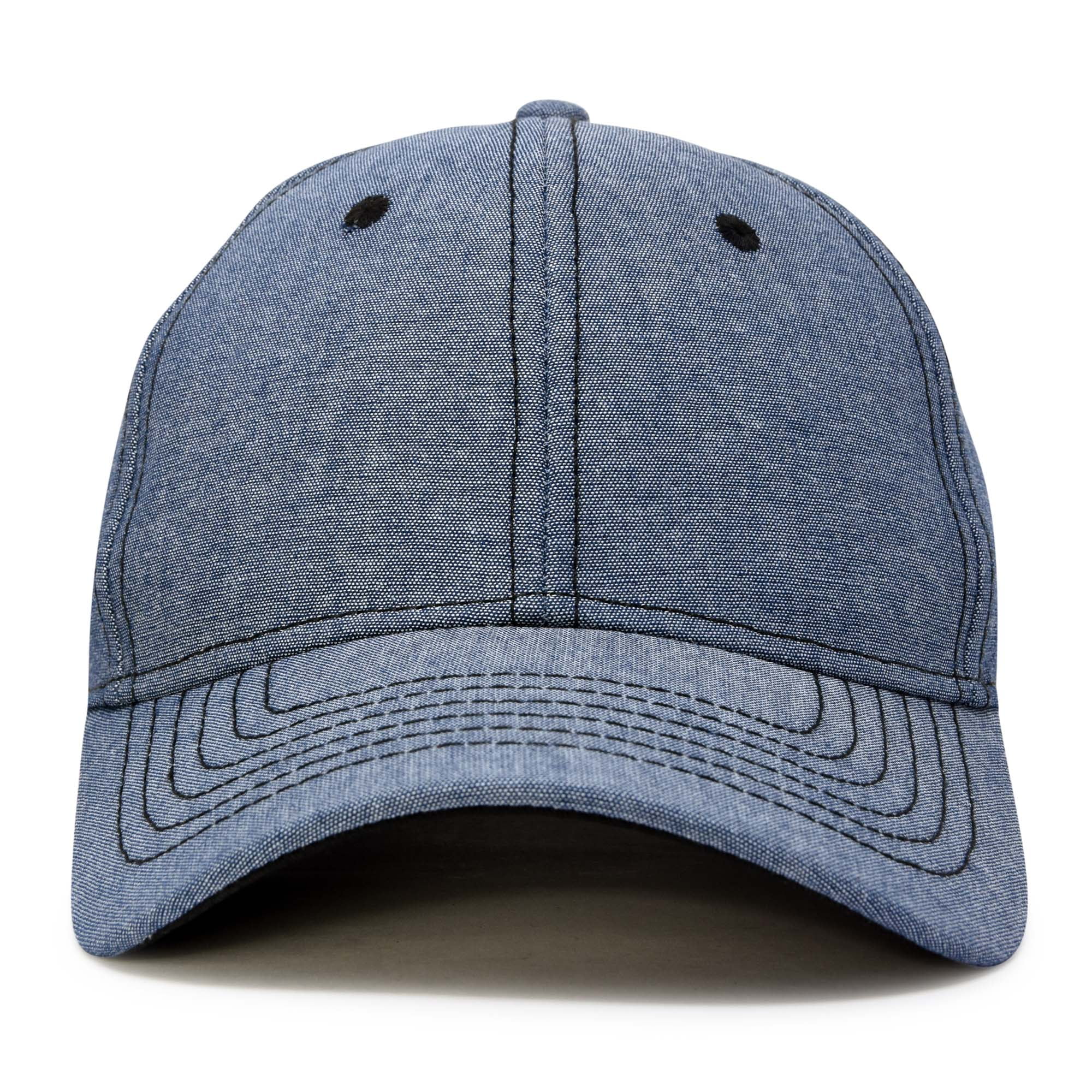 DALIX Premium Chambray Low Crown Cap Curved Bill 6 Panel Hat (Navy Blue ...