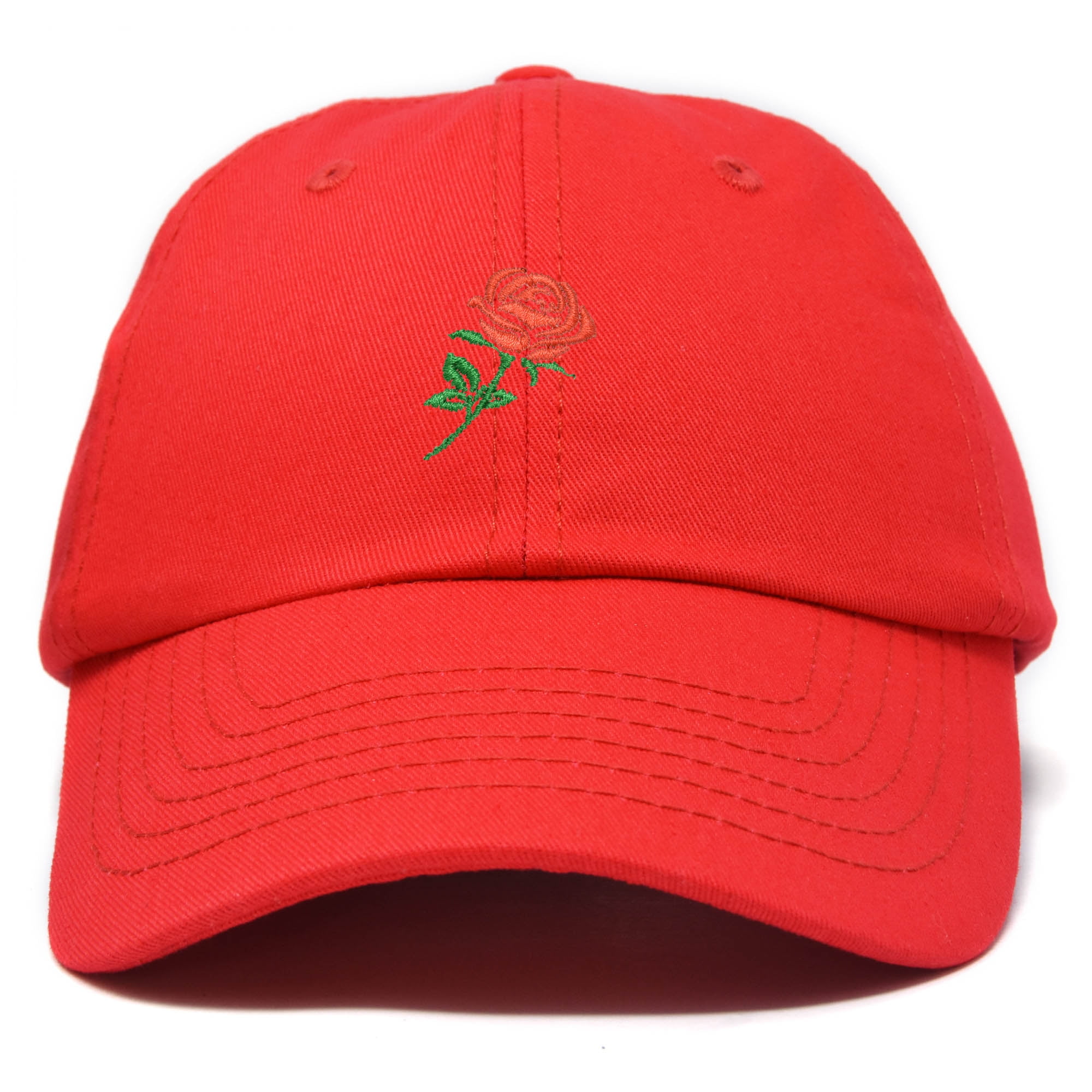 DALIX Red Rose Hat Premium Embroidered Baseball Cap Mens Womens in Red ...