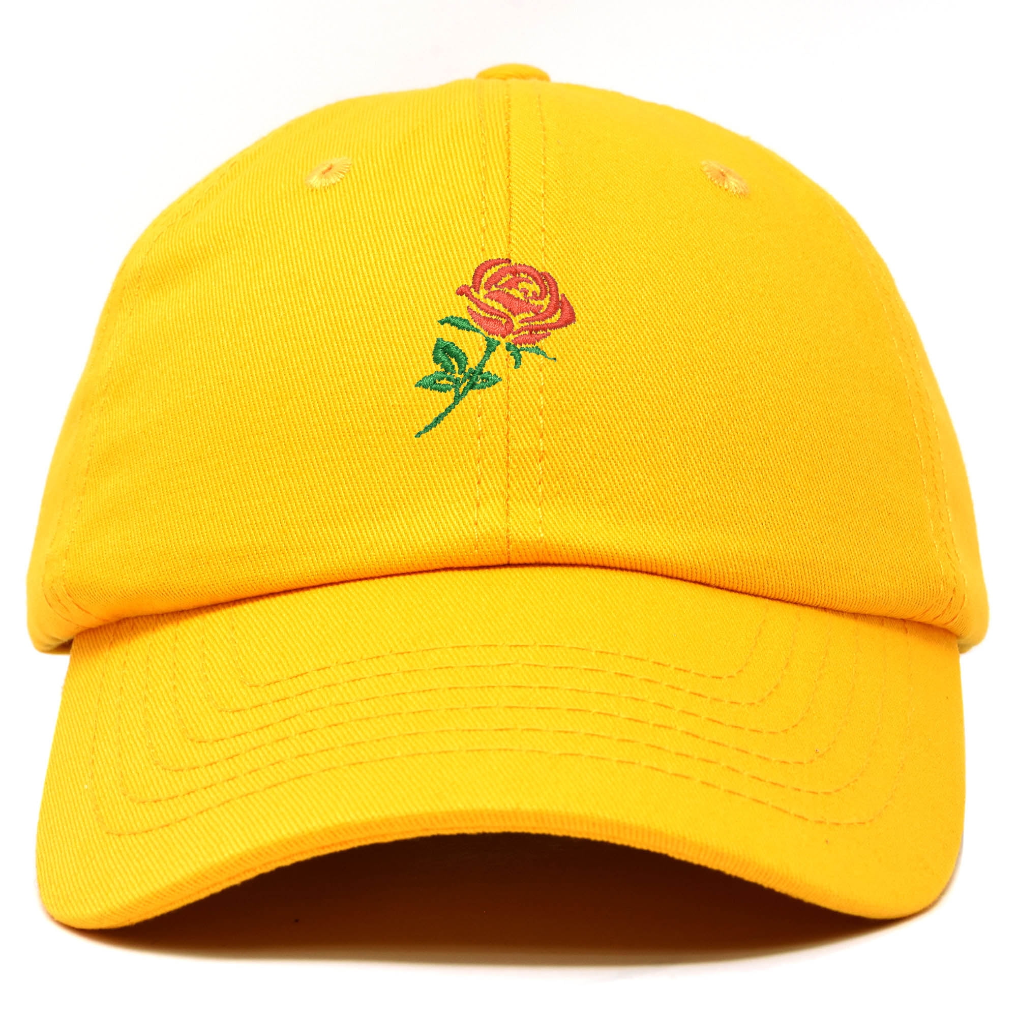 DALIX Red Rose Hat Premium Embroidered Baseball Cap Womens in Gold ...