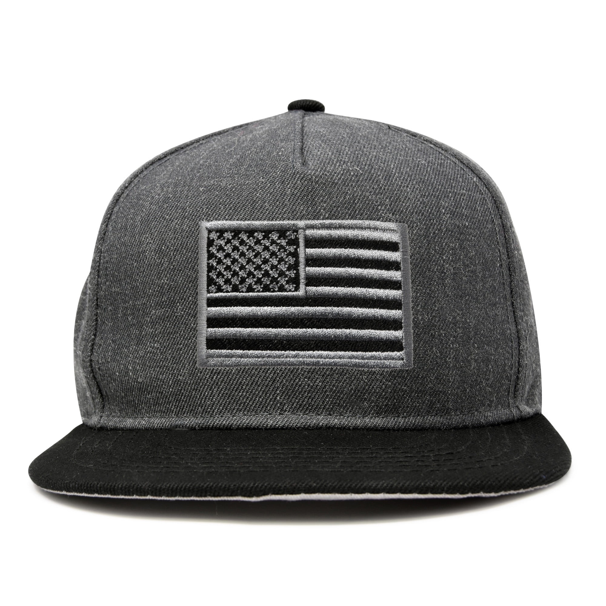 Dalix Usa American Flag Hat Flat Bill Baseball Cap Black Dark Gray