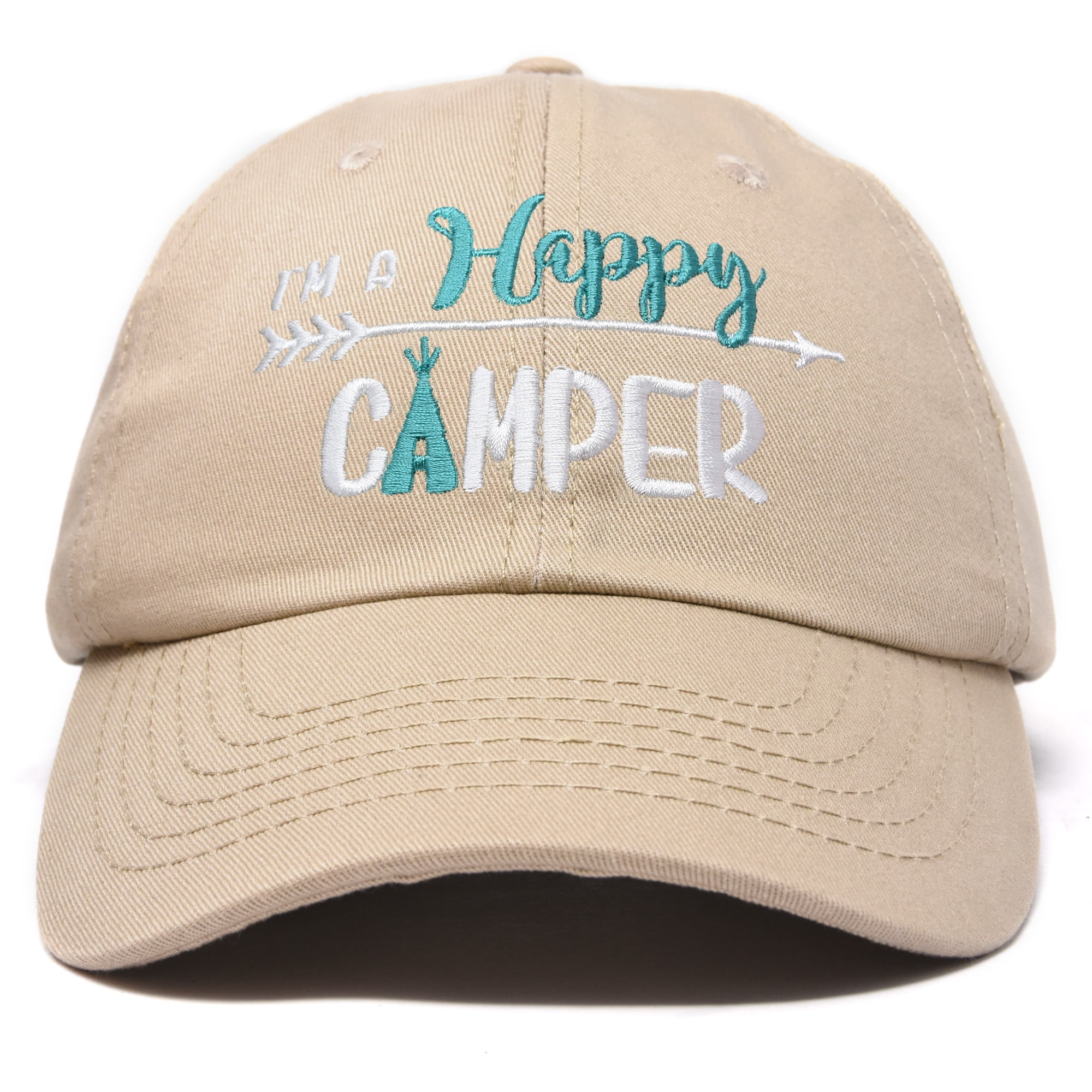 DALIX Womens Happy Camper Hat Soft Cotton Camping Caps in Khaki - Teal ...