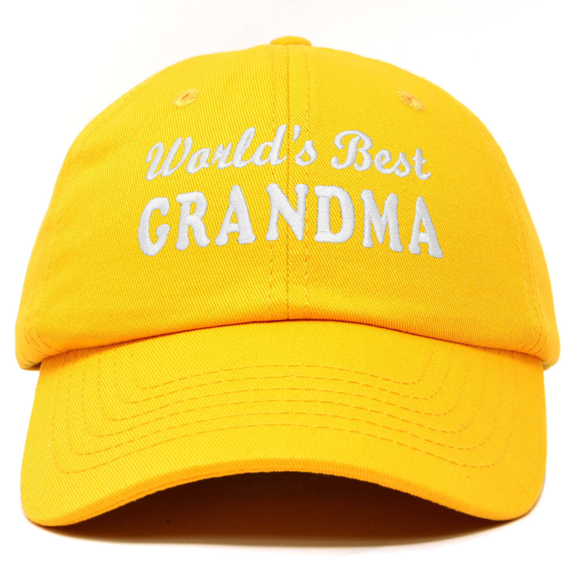 DALIX Worlds Best Grandma Hat Gift Embroidered Cotton Cap in Gold ...