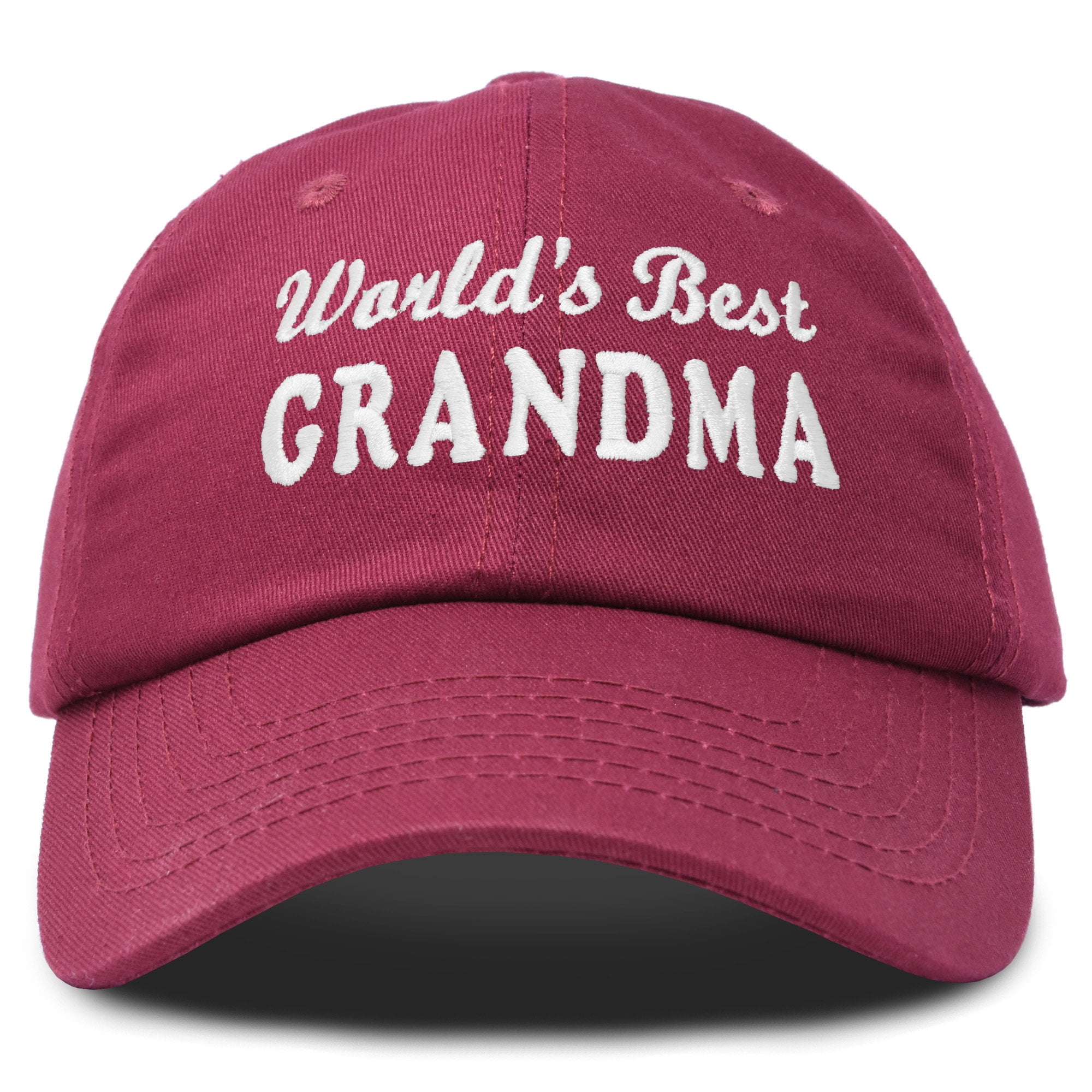 DALIX Worlds Best Grandma Hat Gift Embroidered Cotton Cap in Maroon ...