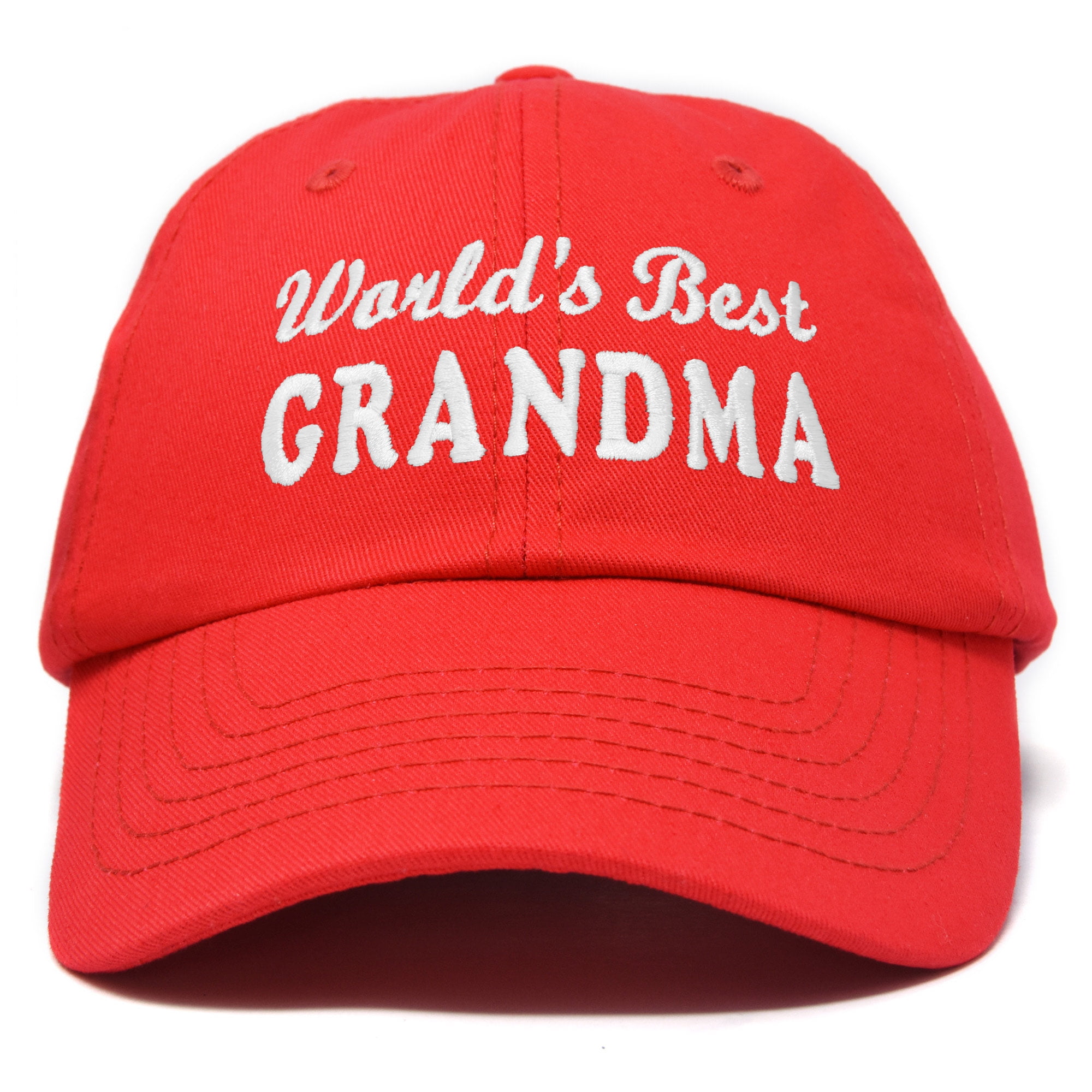 DALIX Worlds Best Grandma Hat Gift Embroidered Cotton Cap in Red ...
