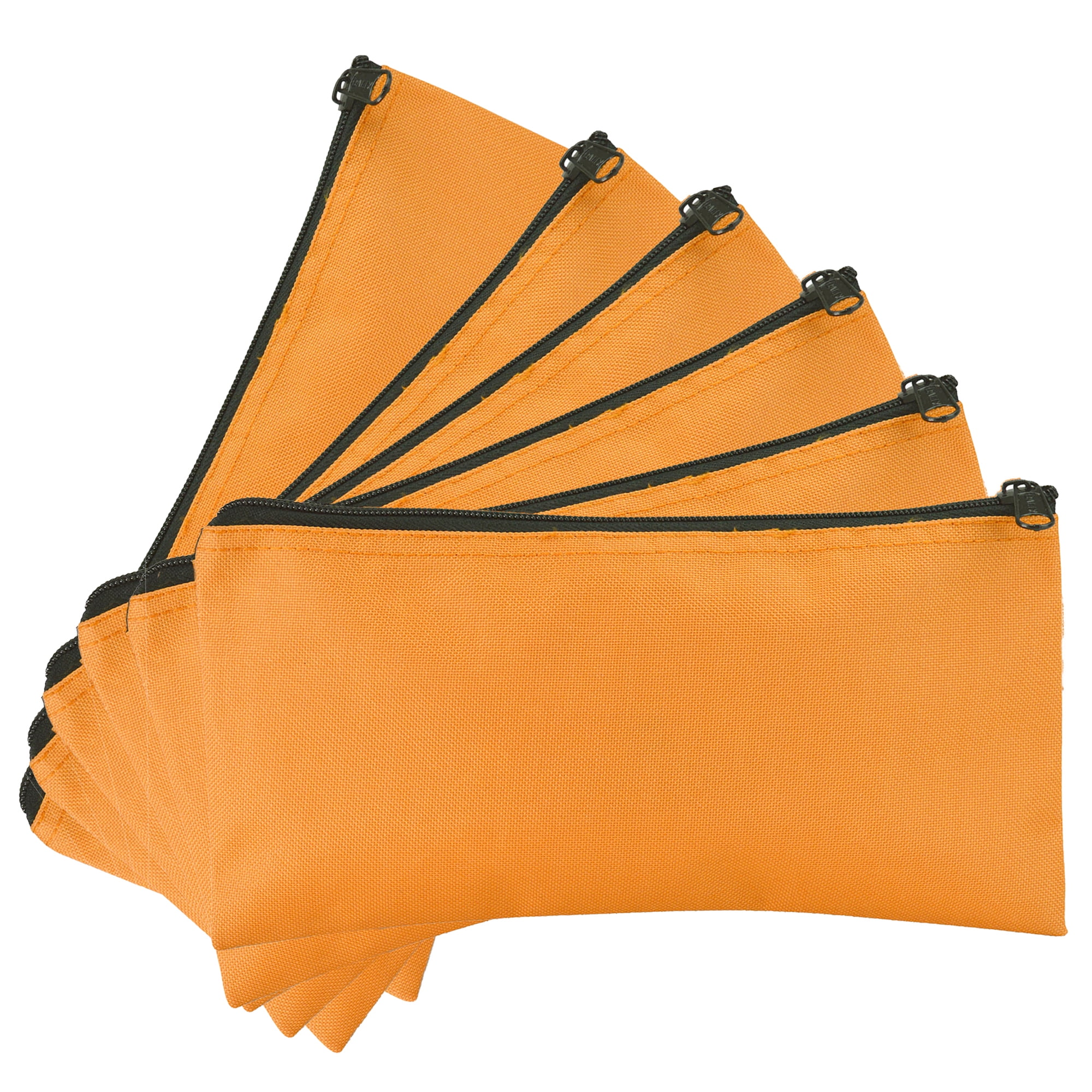 DALIX Zipper Bank Deposit Money Bags Cash Coin Pouch 6 PACK in Orange ...