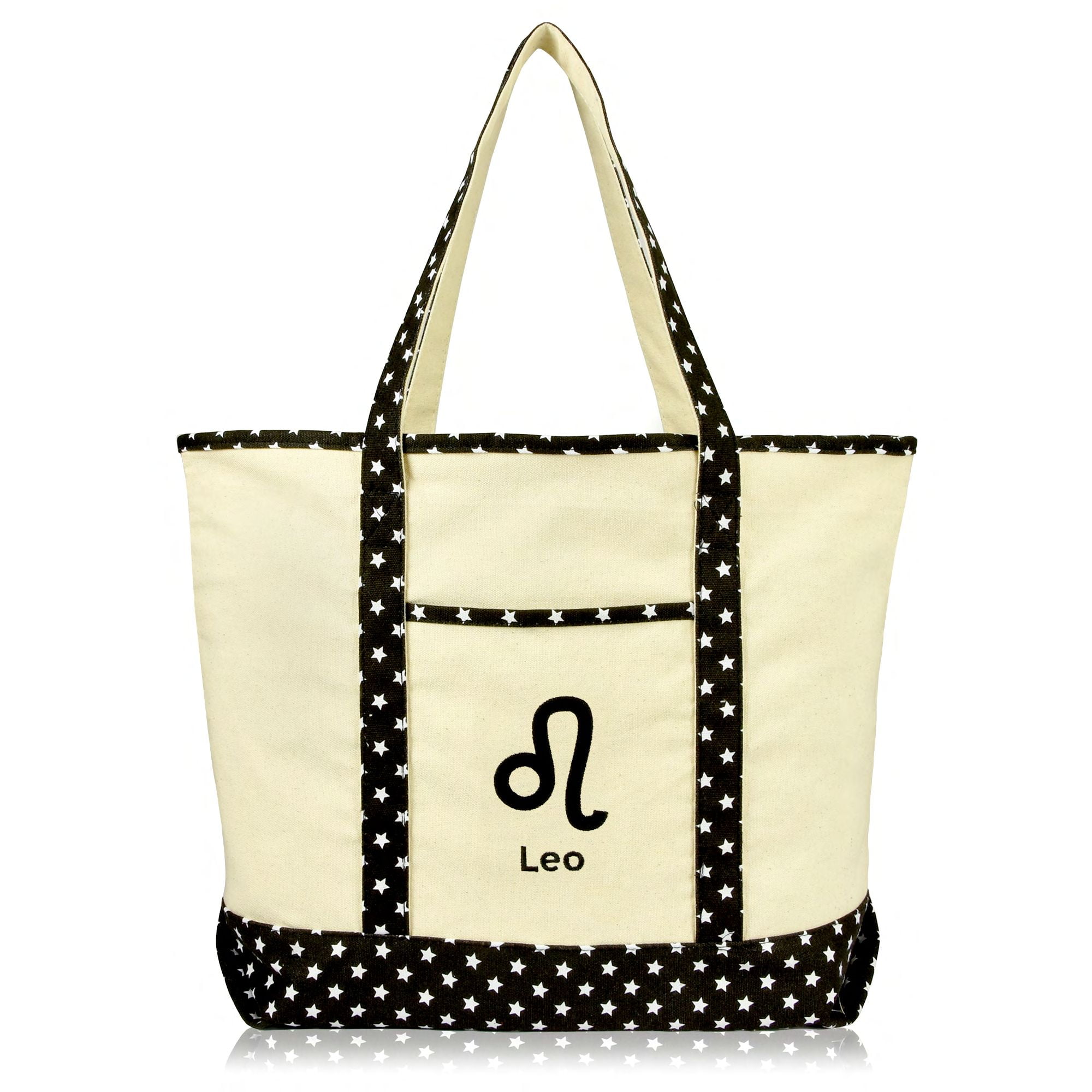 DALIX Zodiac Sign Shopping Tote Bag Black Star Horoscope Gifts - Leo ...
