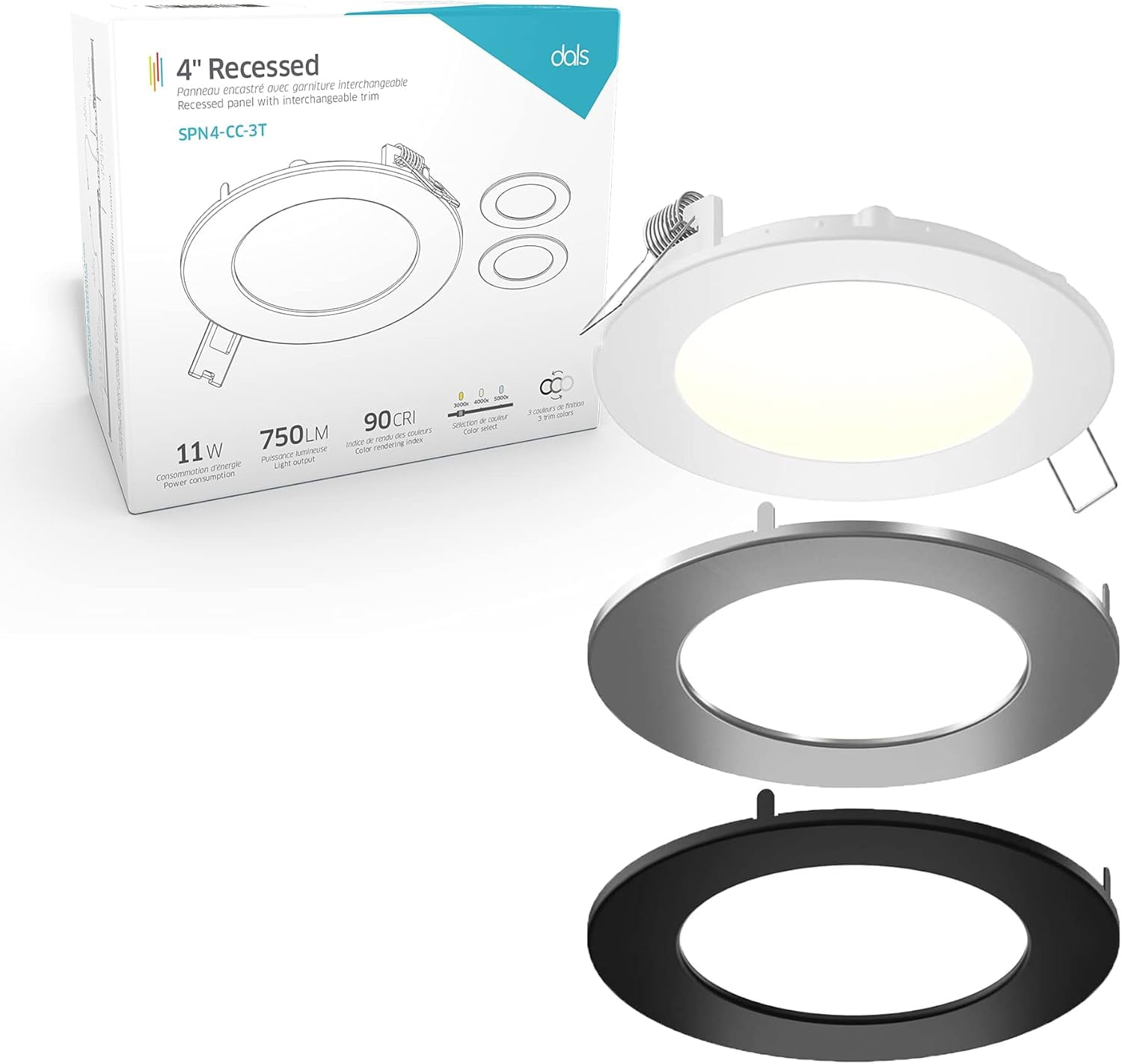 DALS 4 Inch Round Panel Light With Interchangeable Trims | CCT Color ...