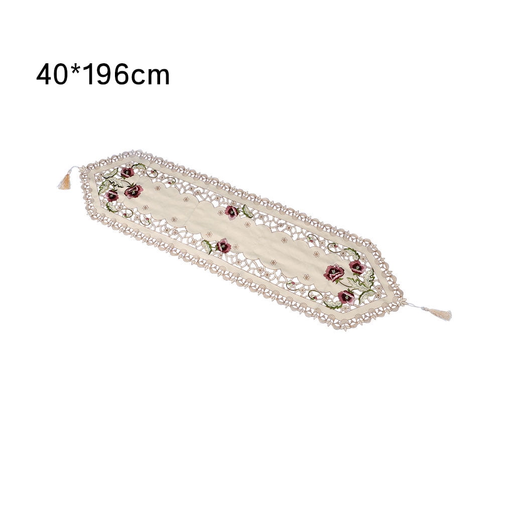 DALX Contemporary Style Table Runner Simple Design Embroidery Flower ...